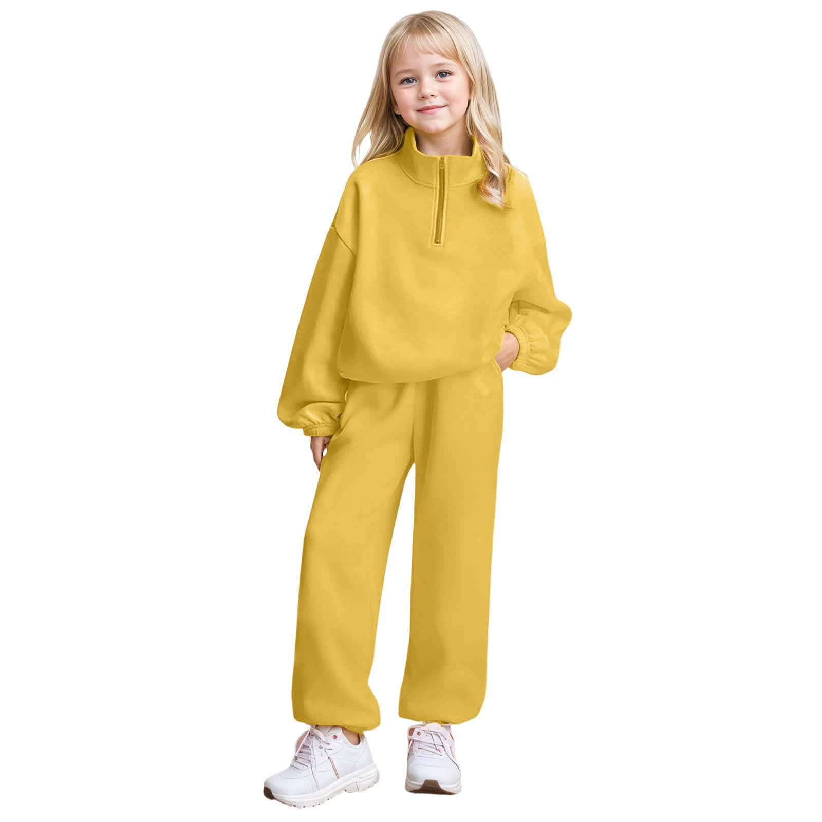 Tiijoy Tween Girls Casual Outfits Half Zip Sweatshirt Jogger Sweatpants ...
