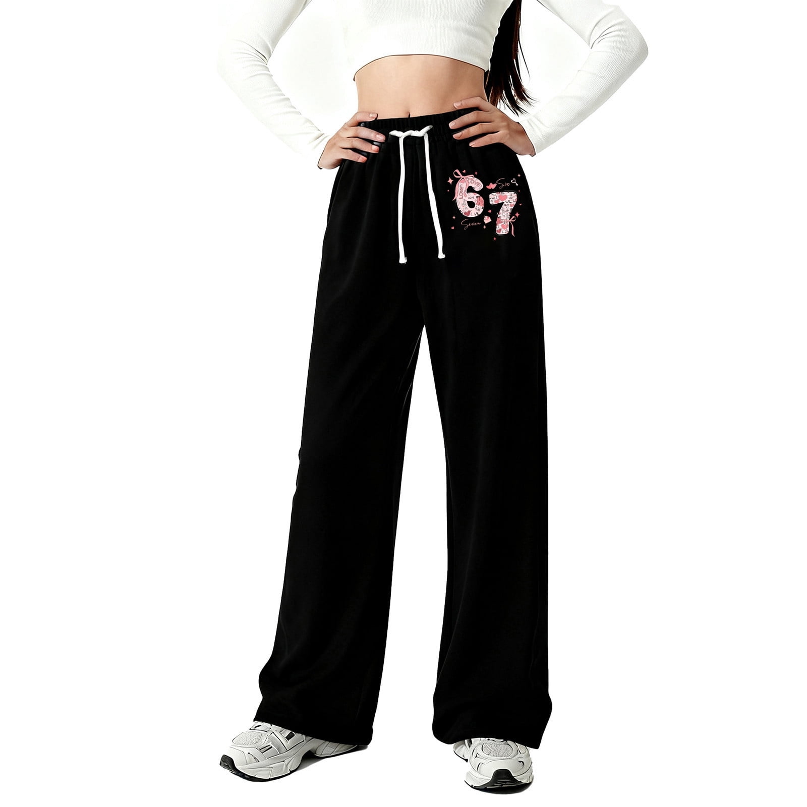 Tiijoy Tween Girls High Waist Drawstring Sweatpants Loose Straight Leg ...