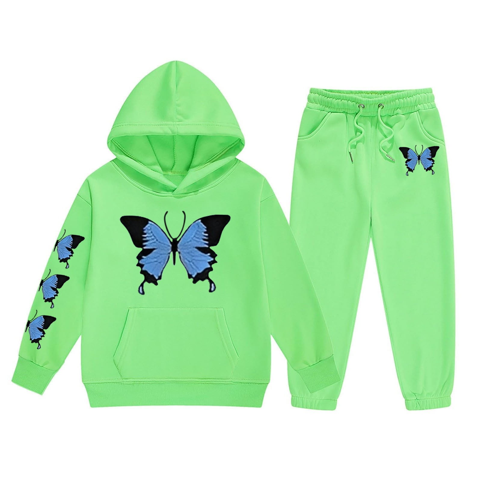 Tiijoy Tween Girls Tracksuit Butterfly Print Hoodie and Joggers Outfits ...