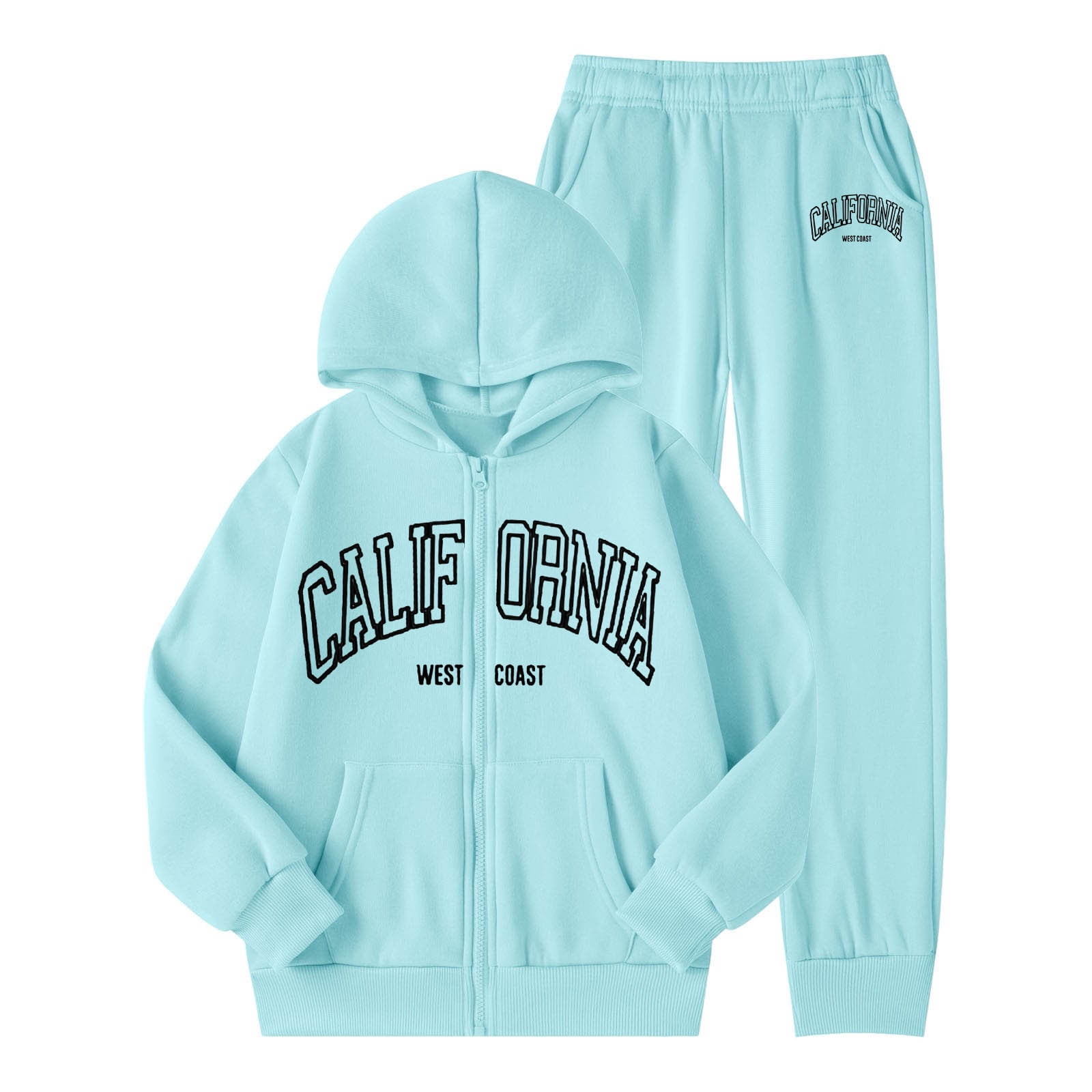 Tiijoy Tween Girls Tracksuit Unisex Fleece Zip Up Hoodie Jogger Pants ...