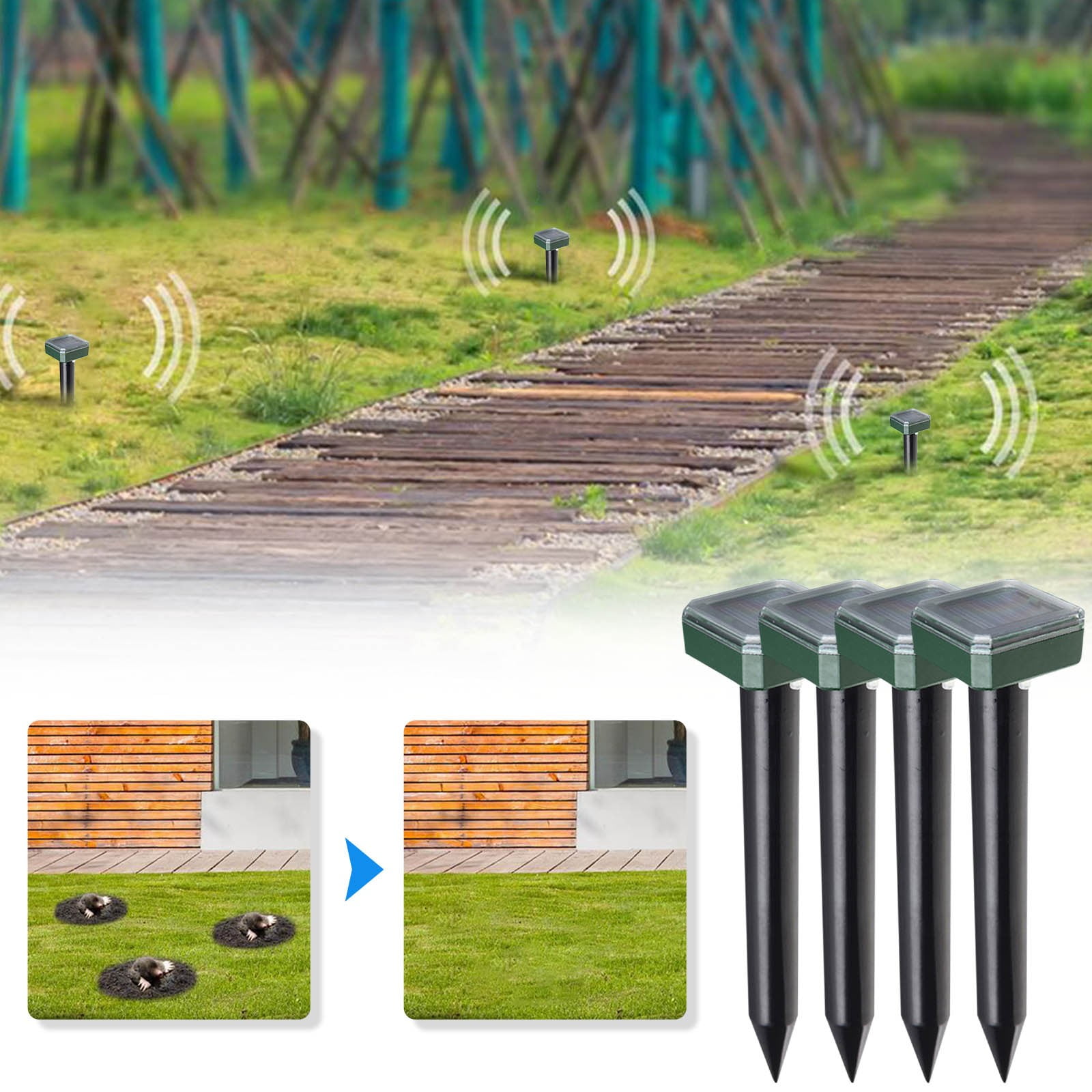 Tiitstoy 4pcs Chipmunk Repelent, Snake Repelent | Solar Mole Repelent ...