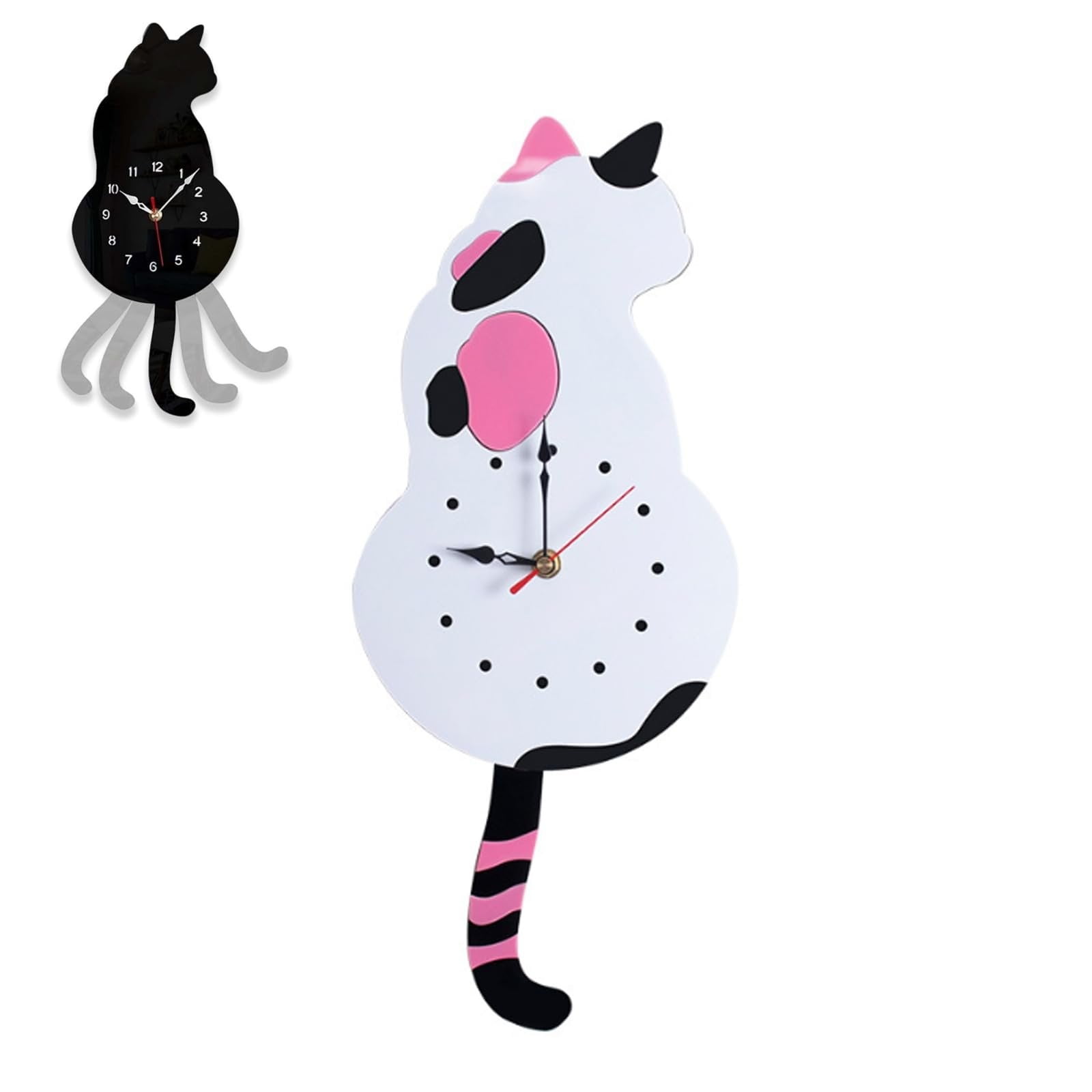 Tiitstoy Adorable Cat Wall Clock Funny Cat Fnny Cat Swinging Tail Wall ...