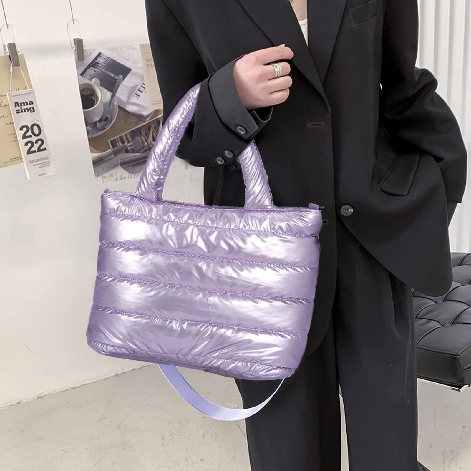 Tiitstoy Puffer Tote Bag for Women Quilted Puffy Handbag Lightweight ...