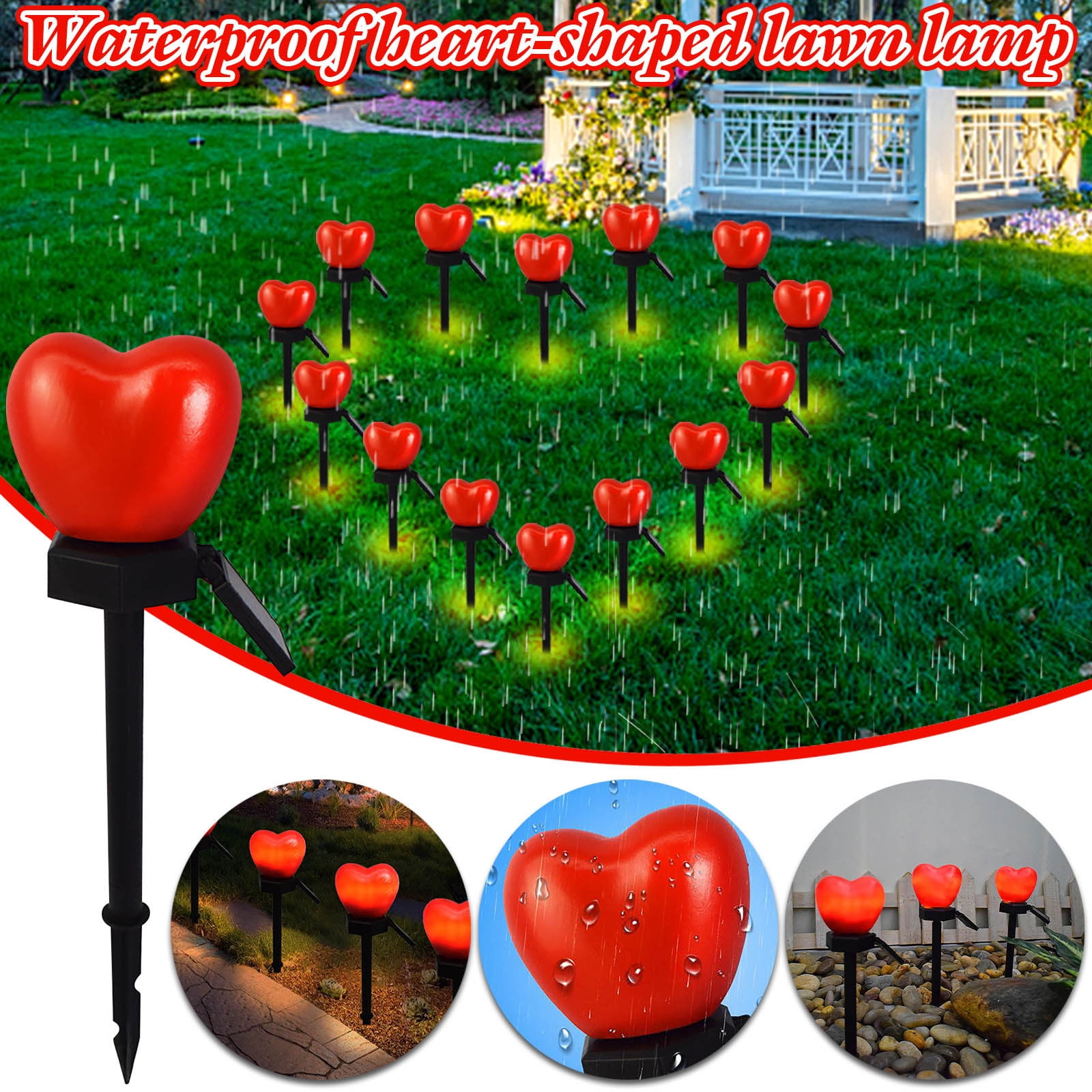 Tiitstoy Valentine's Day Solar Heart Light Heart Shaped Stake Lights ...