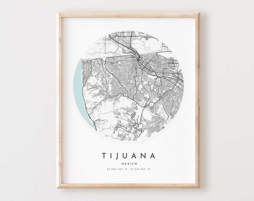 Tijuana Map Print, Tijuana Map Poster City Wall Art, Tijuana Road Map ...
