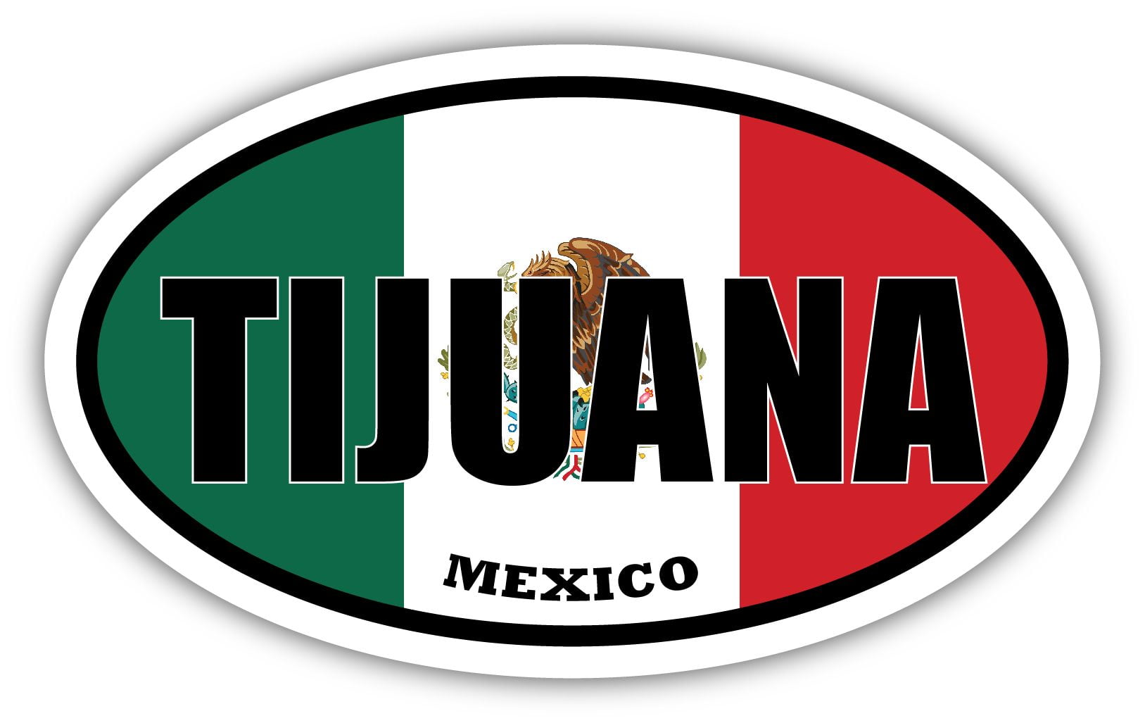 Tijuana Mexico Flag Oval Decal Vinyl Bumper Sticker 3x5 inches ...