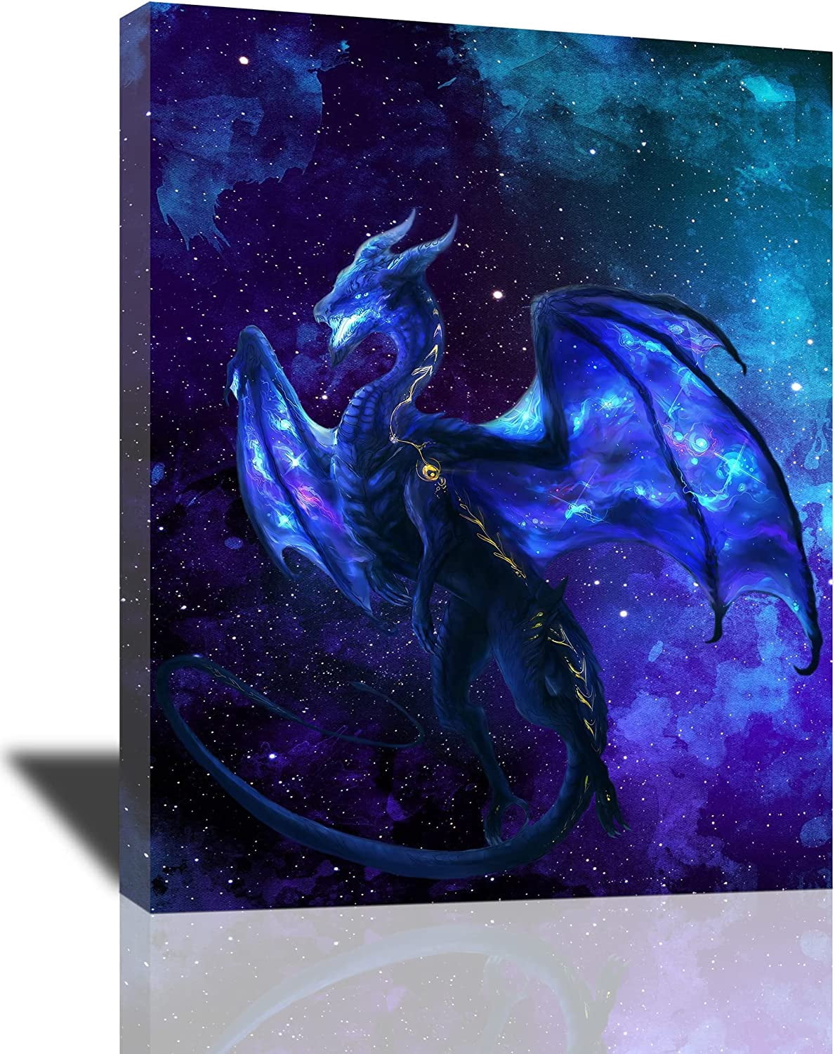 Tijuboni Dragon Decor Wall Art Blue Space Galaxy Pictures Dragon Canvas ...
