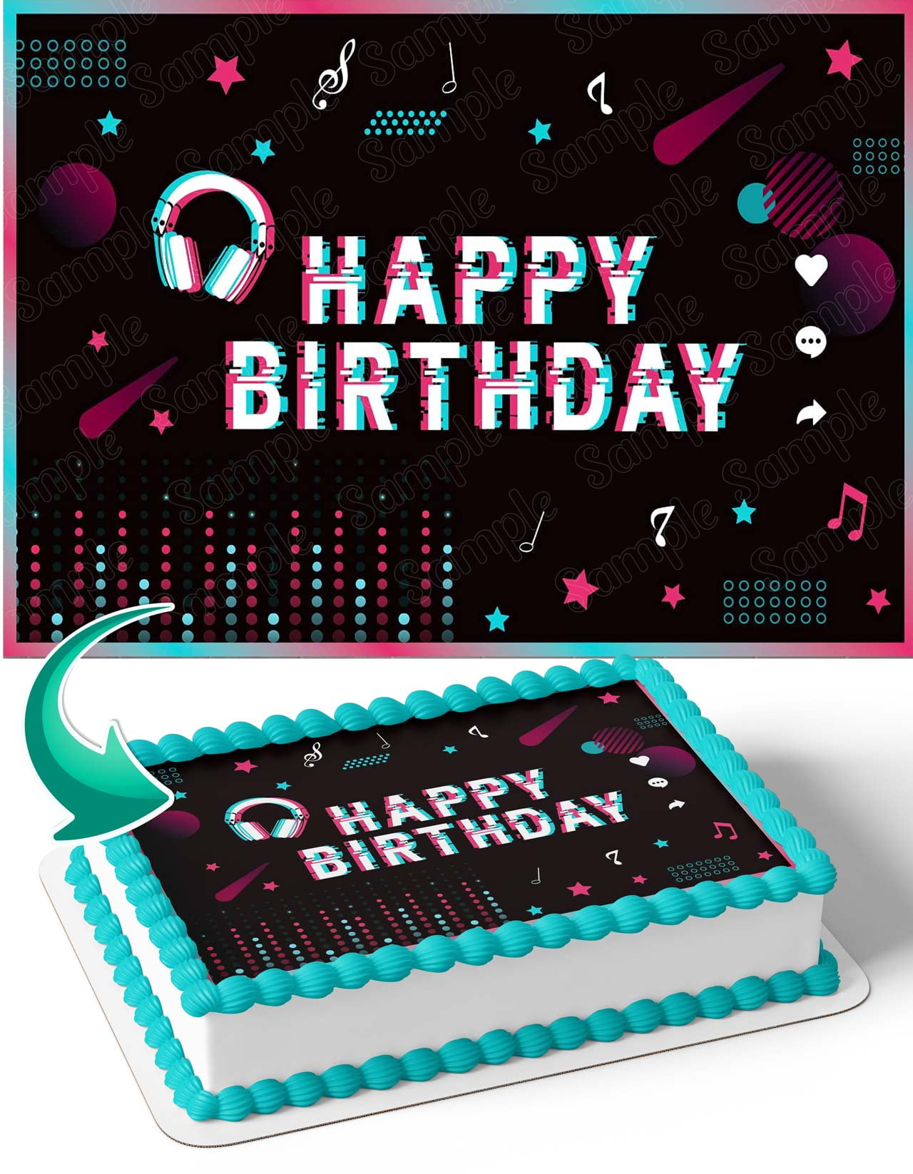 Tik Tok Social Media Super Star Edible Image Cake Topper Personalized ...