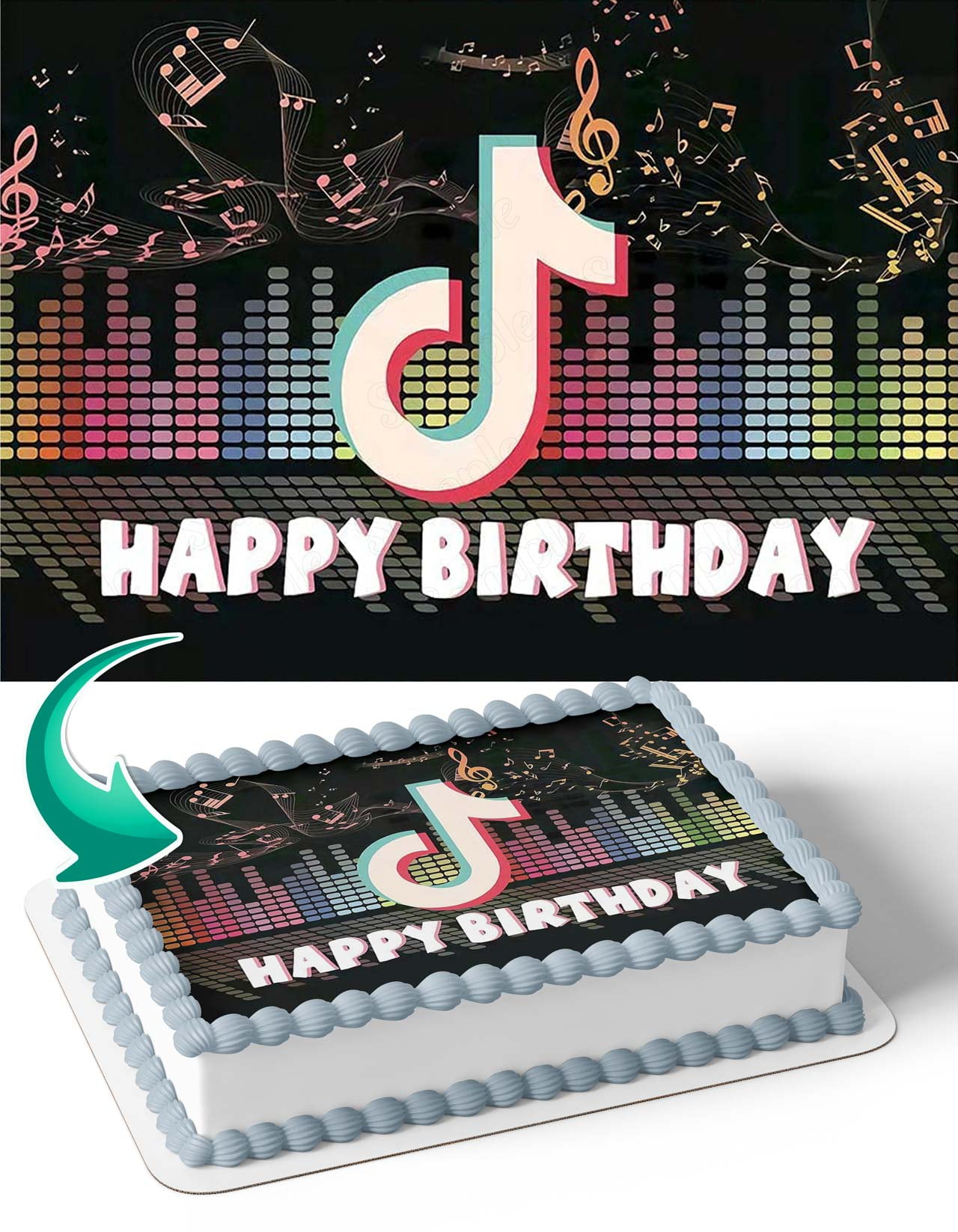 Tik Tok Star Influencer Edible Image Cake Topper Personalized Birthday ...