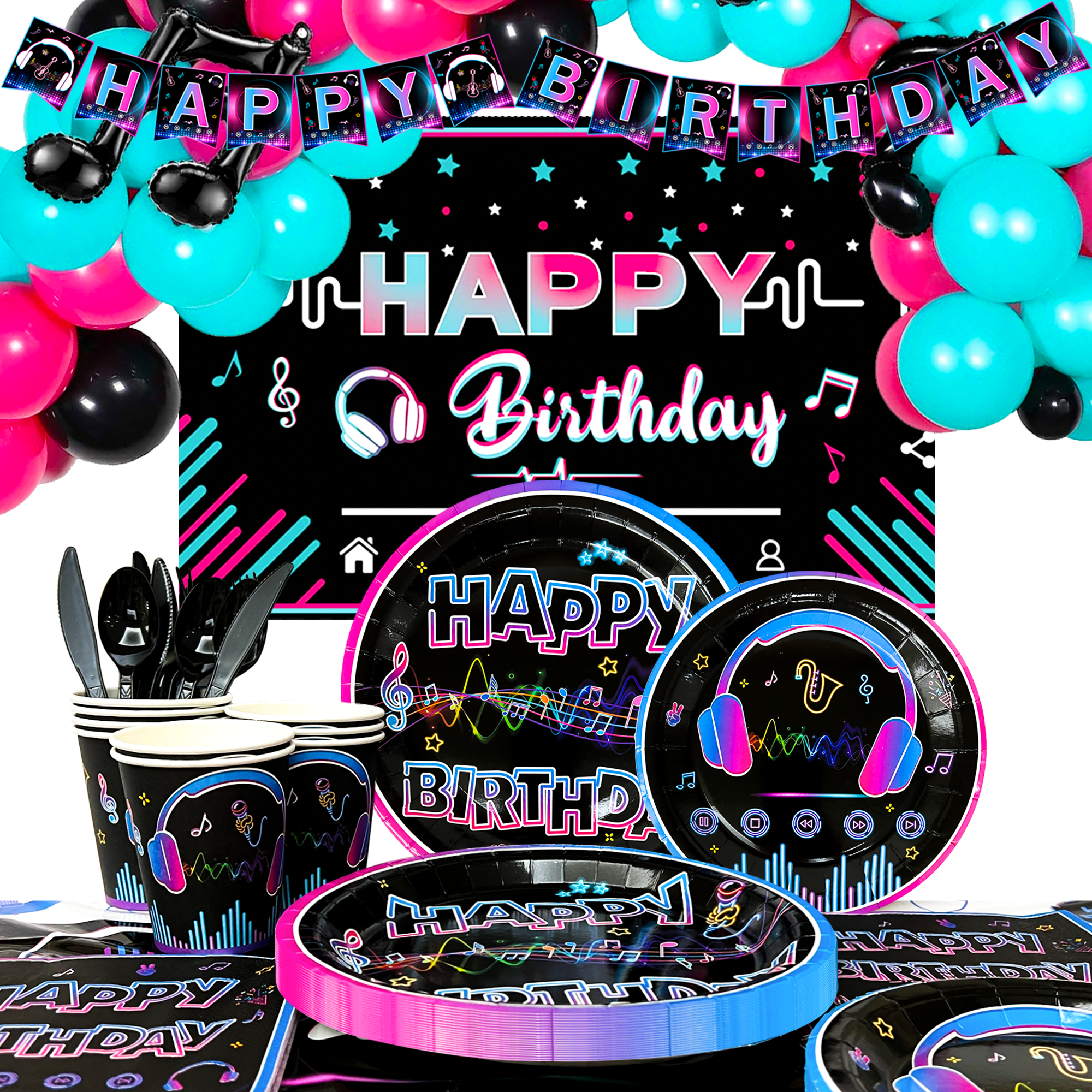 Fruitful Party TikTok Theme Party Supplies, 155pcs Music Birthday ...