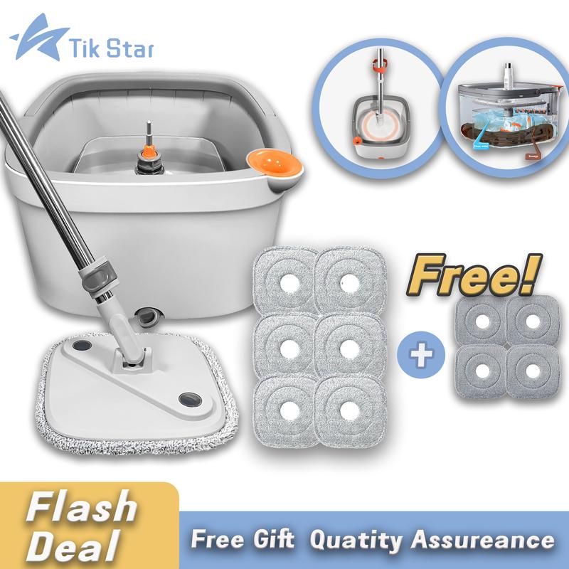TikStar Spin Mop and Bucket Set with Self-Separating Dirty Water ...