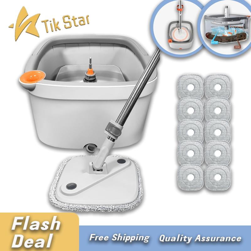 TikStar Spin Mop and Bucket Set with Self-Separating Dirty Water ...