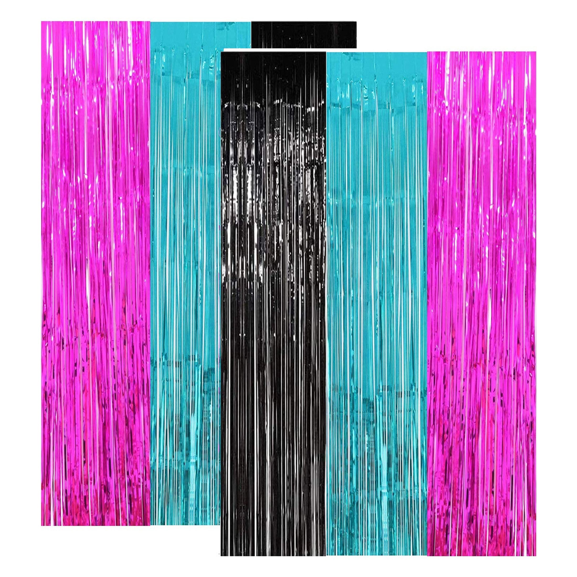 TikTok Celebration Essentials: Fuchsia and Black Fringe Backdrop with ...