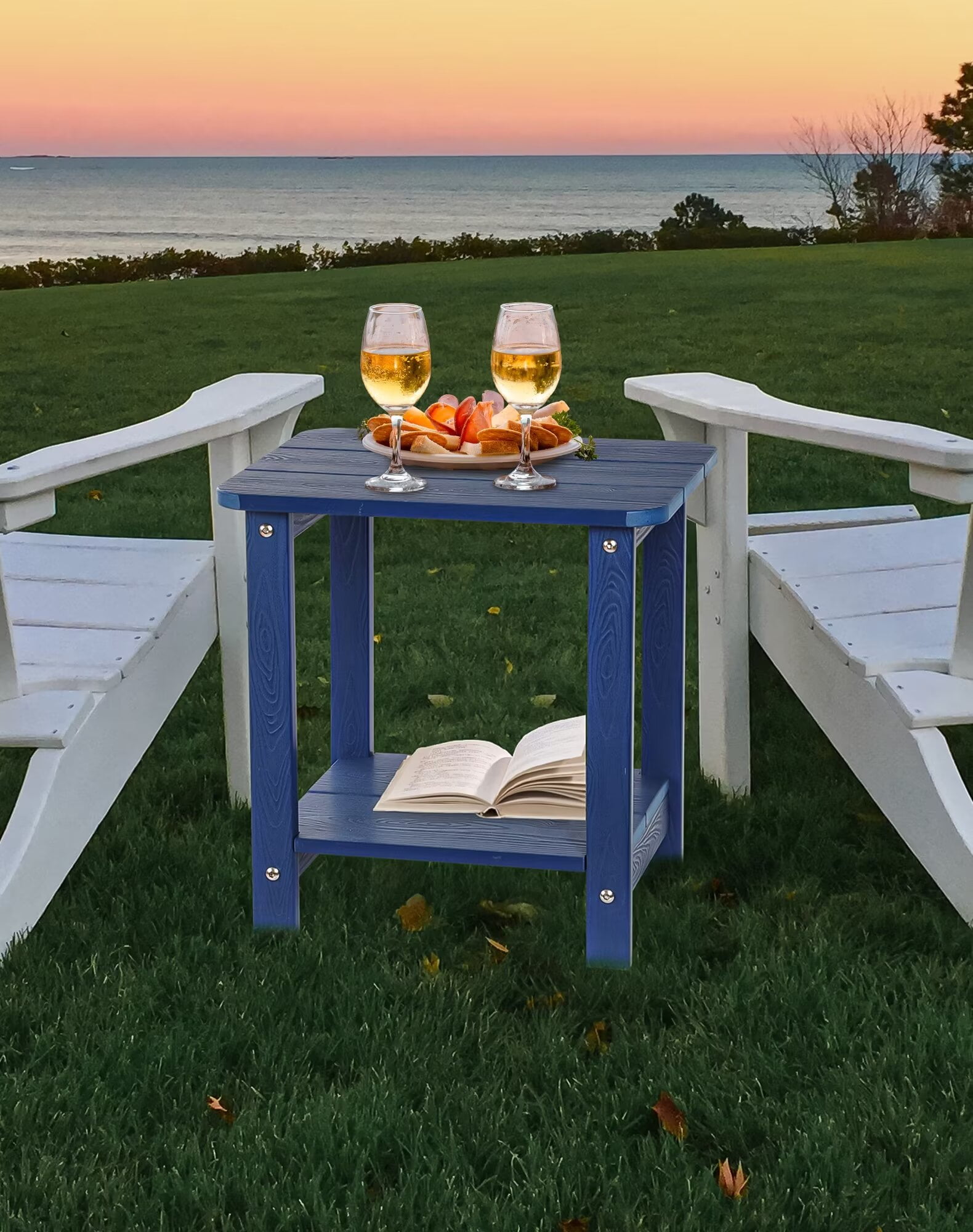 Cataleya Outdoor 12" Iron Side Table, Blue - Walmart.com