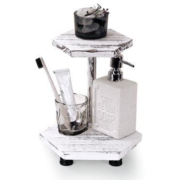 Hanobe Rustic Natural Decorations Round Wood Tray for Living Room ...