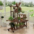 Tikea Indoor/Outdoor Wooden Plant Stand, Multi Potted Flower Rack for ...