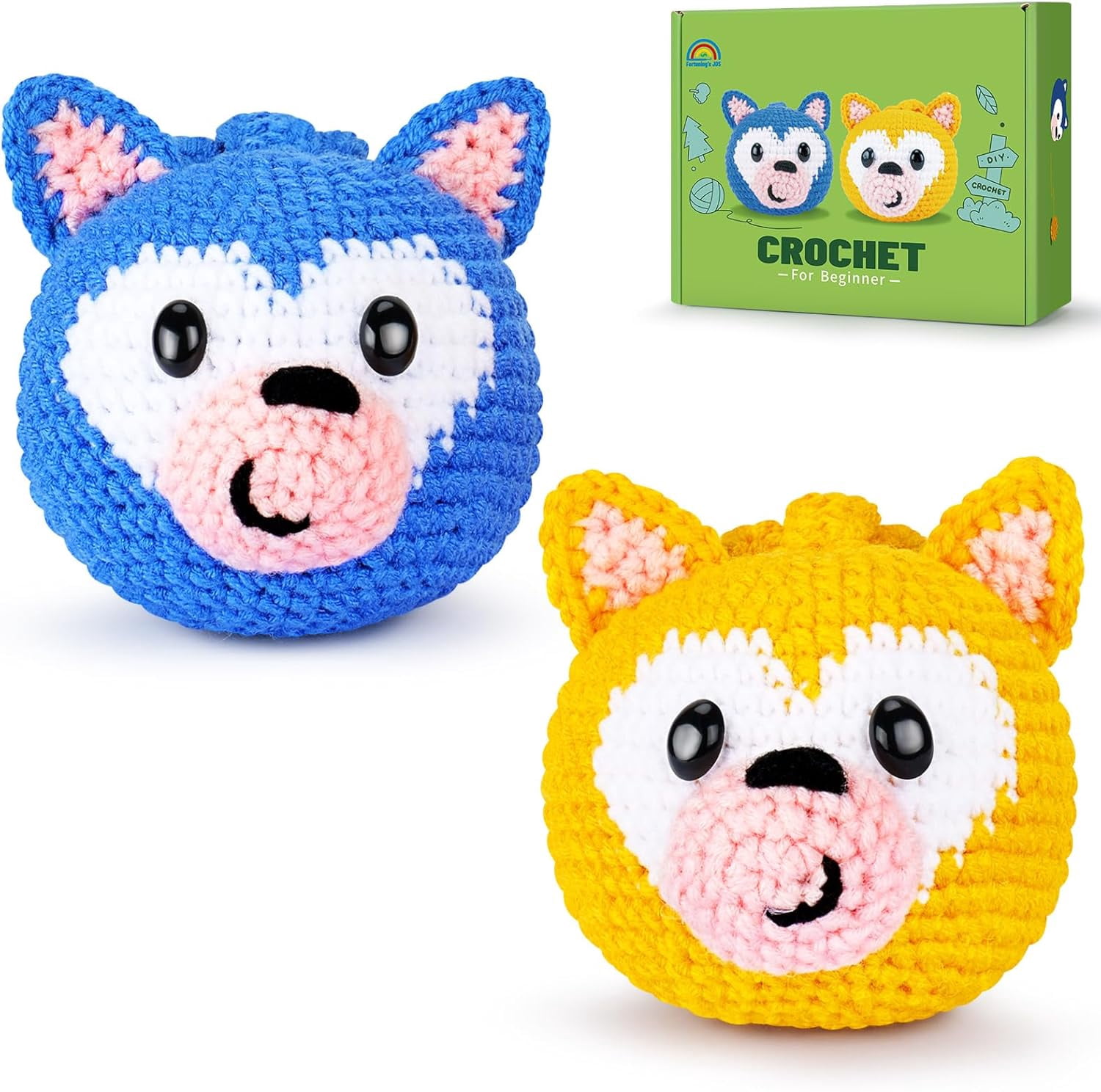 Tikeitoo Crochet Kit for Beginners 2 PCS Hedgehog Crochet Starter Kit ...