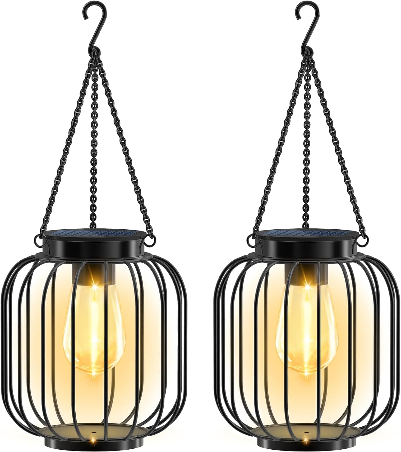 Tikeitoo Metal Solar Hanging Lights with Hook, Bright - Warm Waterproof ...