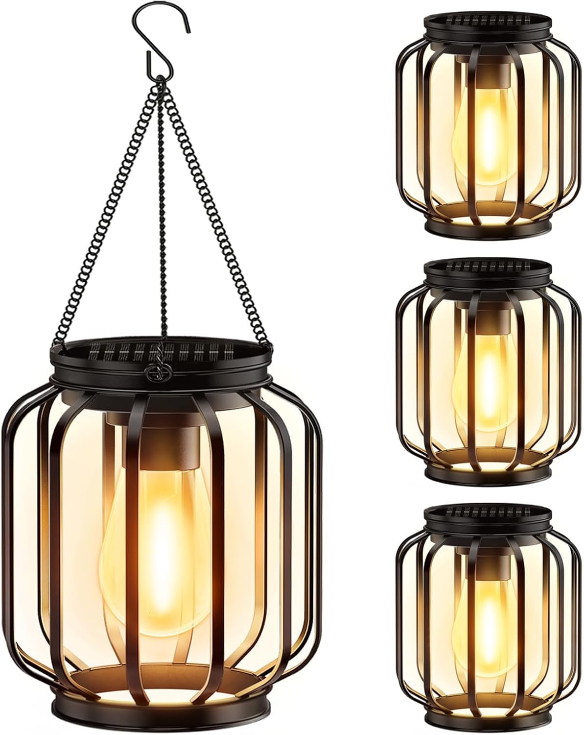 Tikeitoo Solar Lantern Metal Solar Lights Outdoor Waterproof Hanging ...