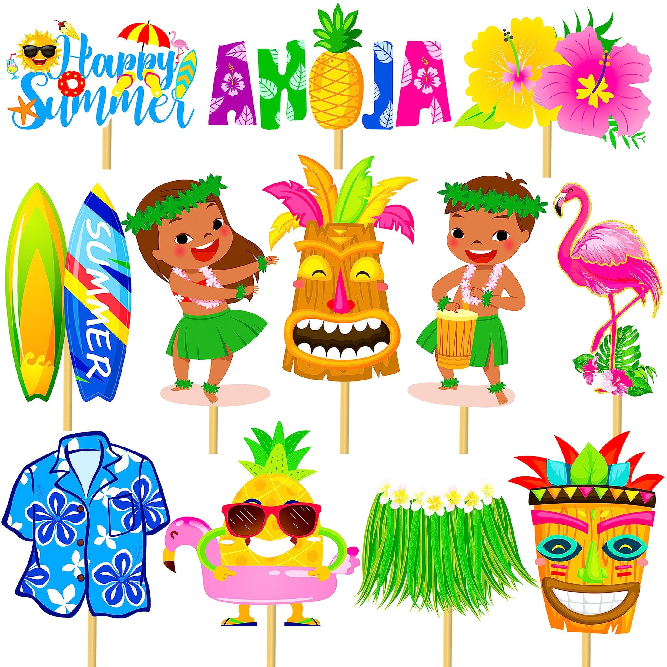 Tiki Aloha Party Centerpieces - Hawaiian Tropical Table Decorations ...