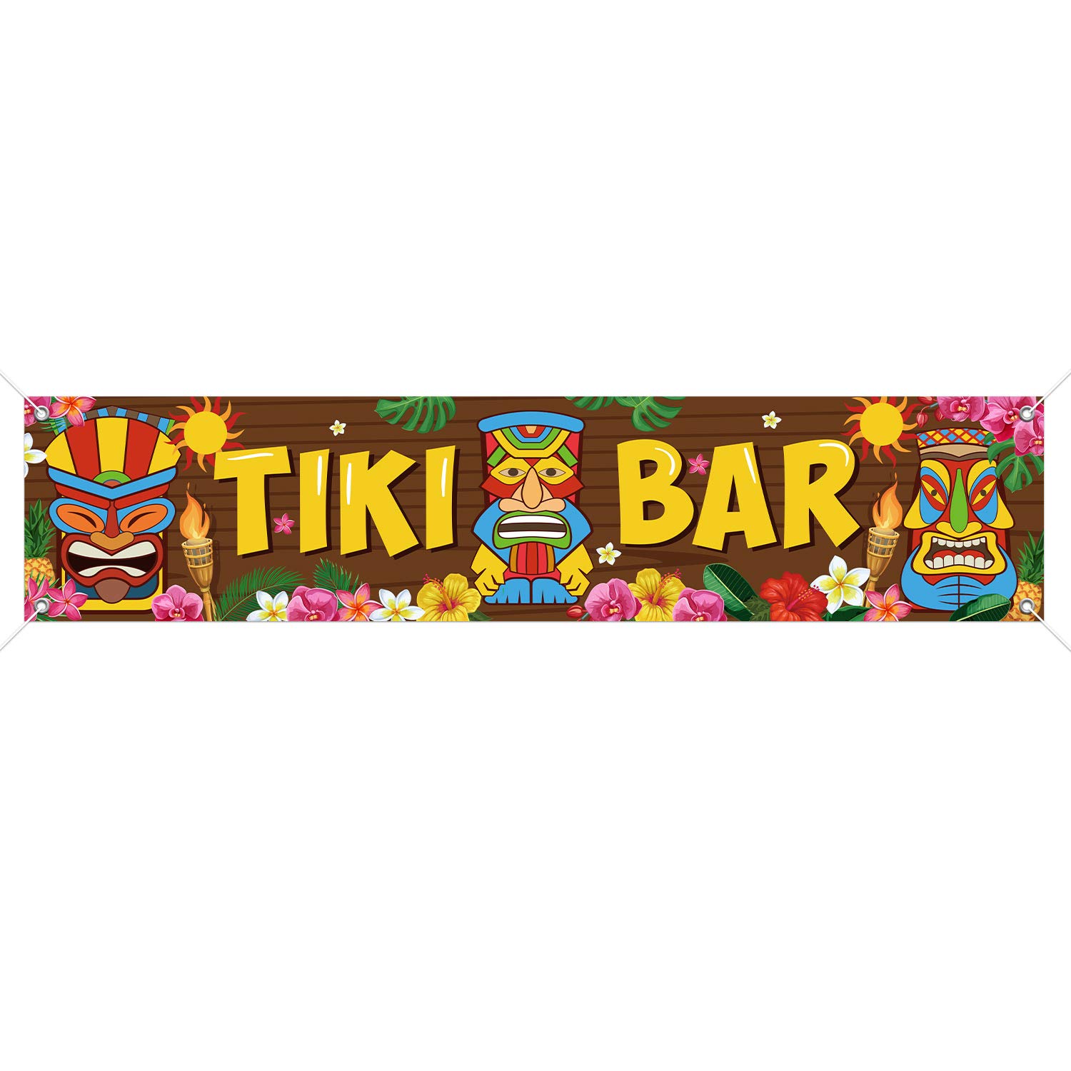 Tiki Bar Banner ration Hawaii Luau Party Tropical Banners Tiki Totem Tiki Bar Aloha Scene ...