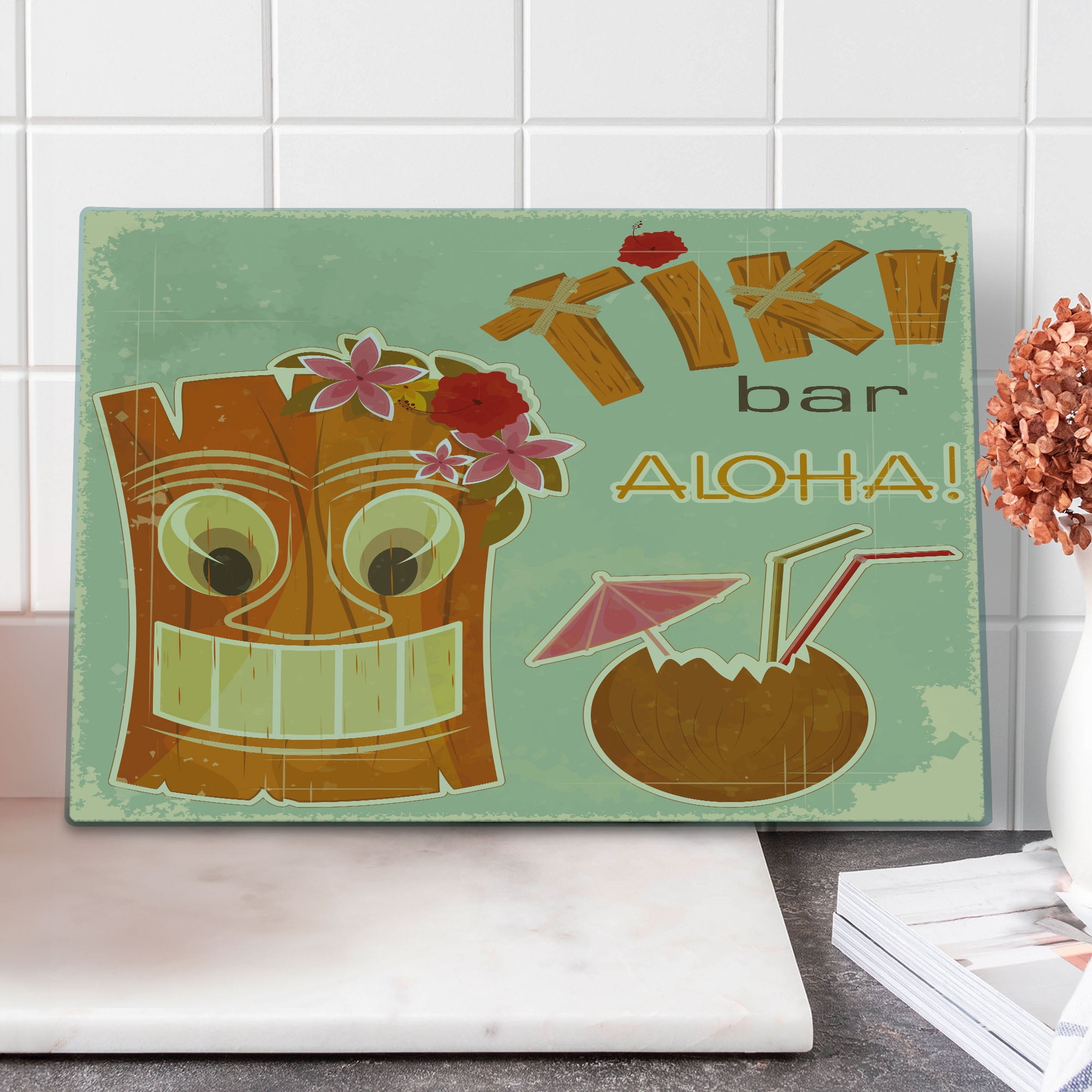 Tiki Bar Cutting Board, Invitation to Tiki Bar Old Fashion Display ...