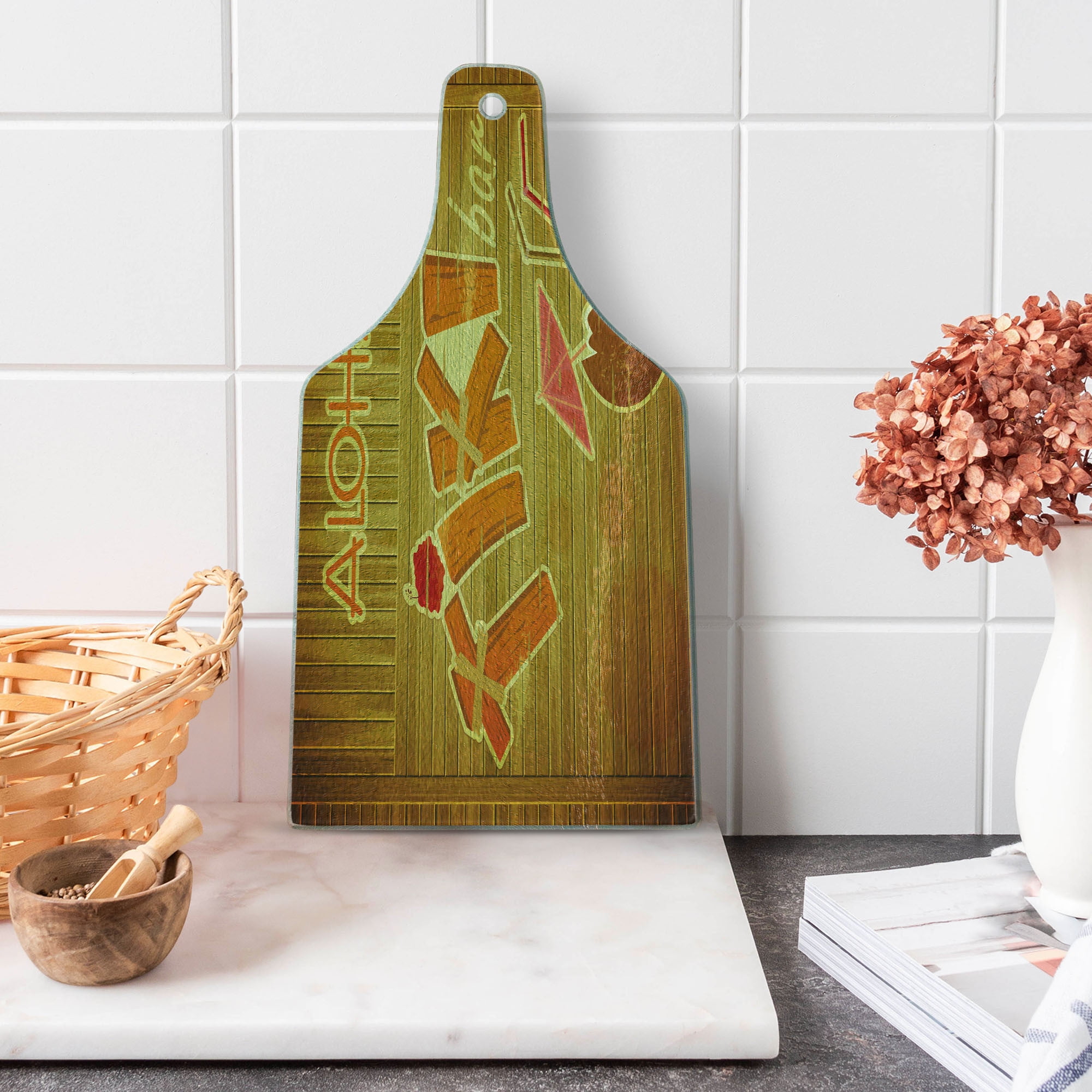 Tiki Bar Cutting Board, Wooden Planks on Wall Styled Text Cocktail ...