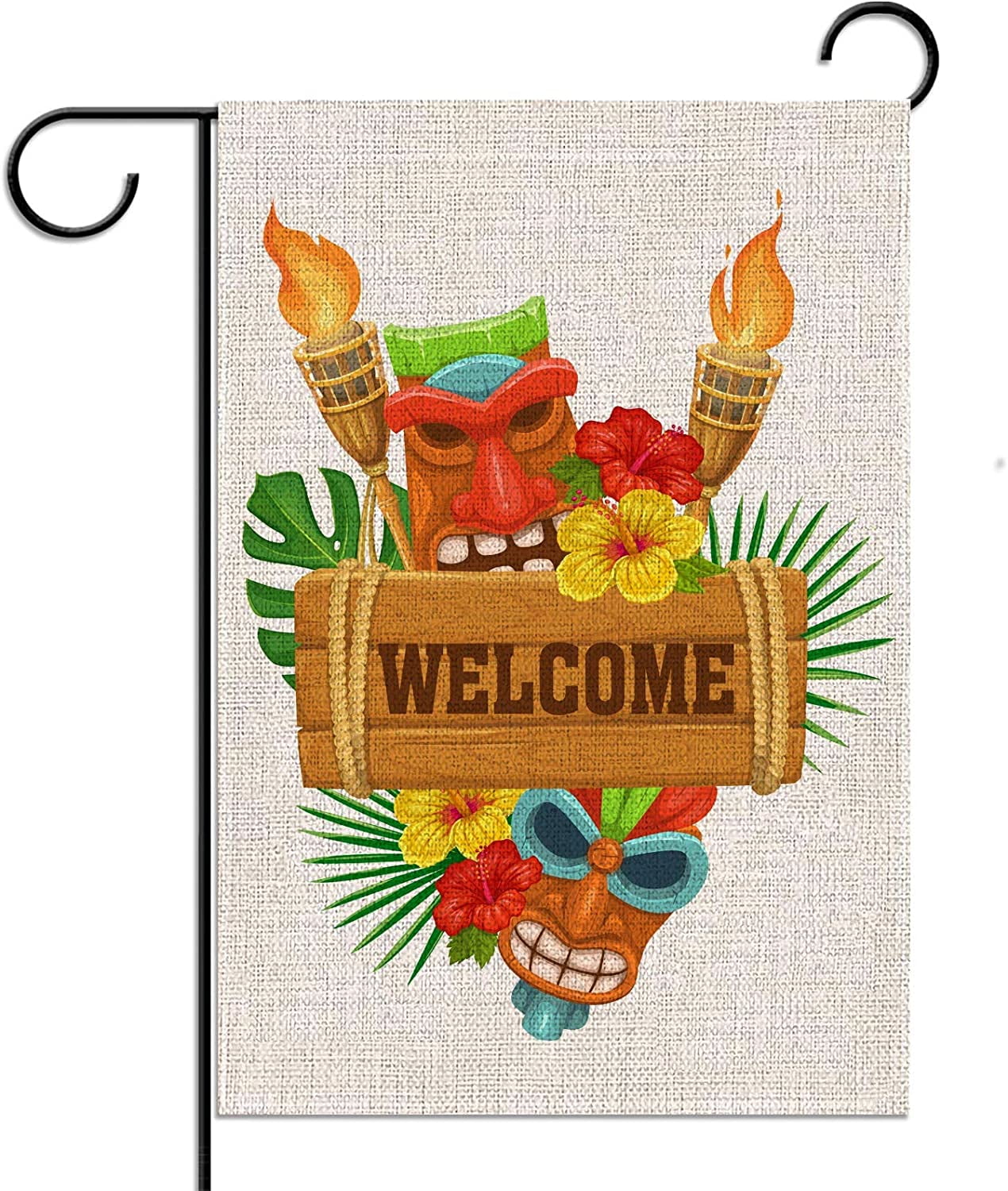 Tiki Bar Garden Flag 12 X 18 inch Hawaiian Luau Party Yard Welcome Sign ...
