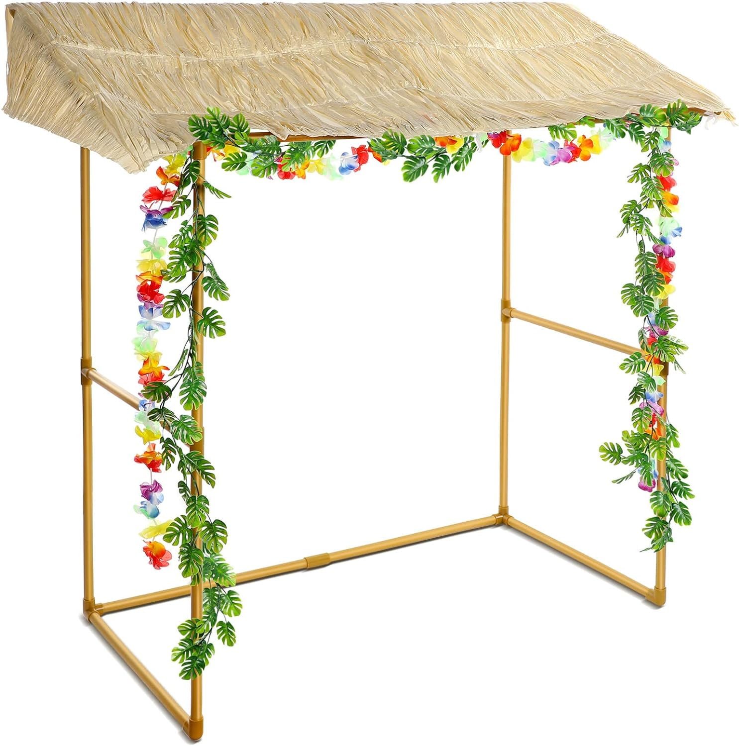 Tiki Bar Hut Tropical Tabletop Hut with 2 Pcs Decorative Artificial ...