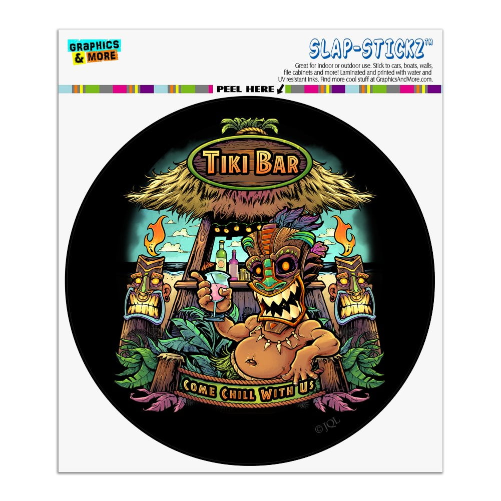 Tiki Bar Island Beach Drinking Tropical Automotive Car Window Locker ...