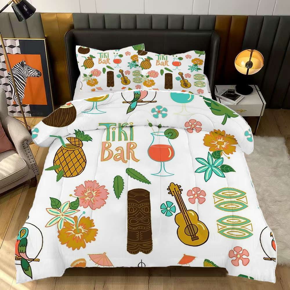 Tiki Bar Lounge Comforter Set Queen Size Bedding Set For Travl Bedroom ...