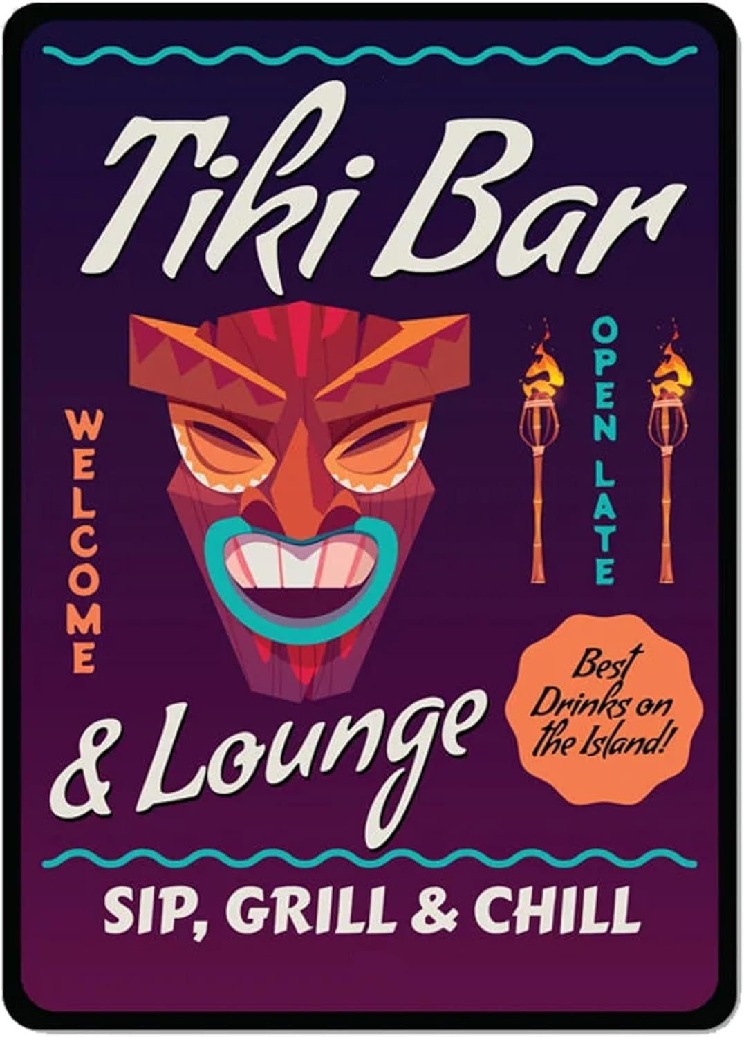 Tiki Bar Lounge Sign, Sip Grill And Chill, Hawaiian Bar Sign, Tiki ...