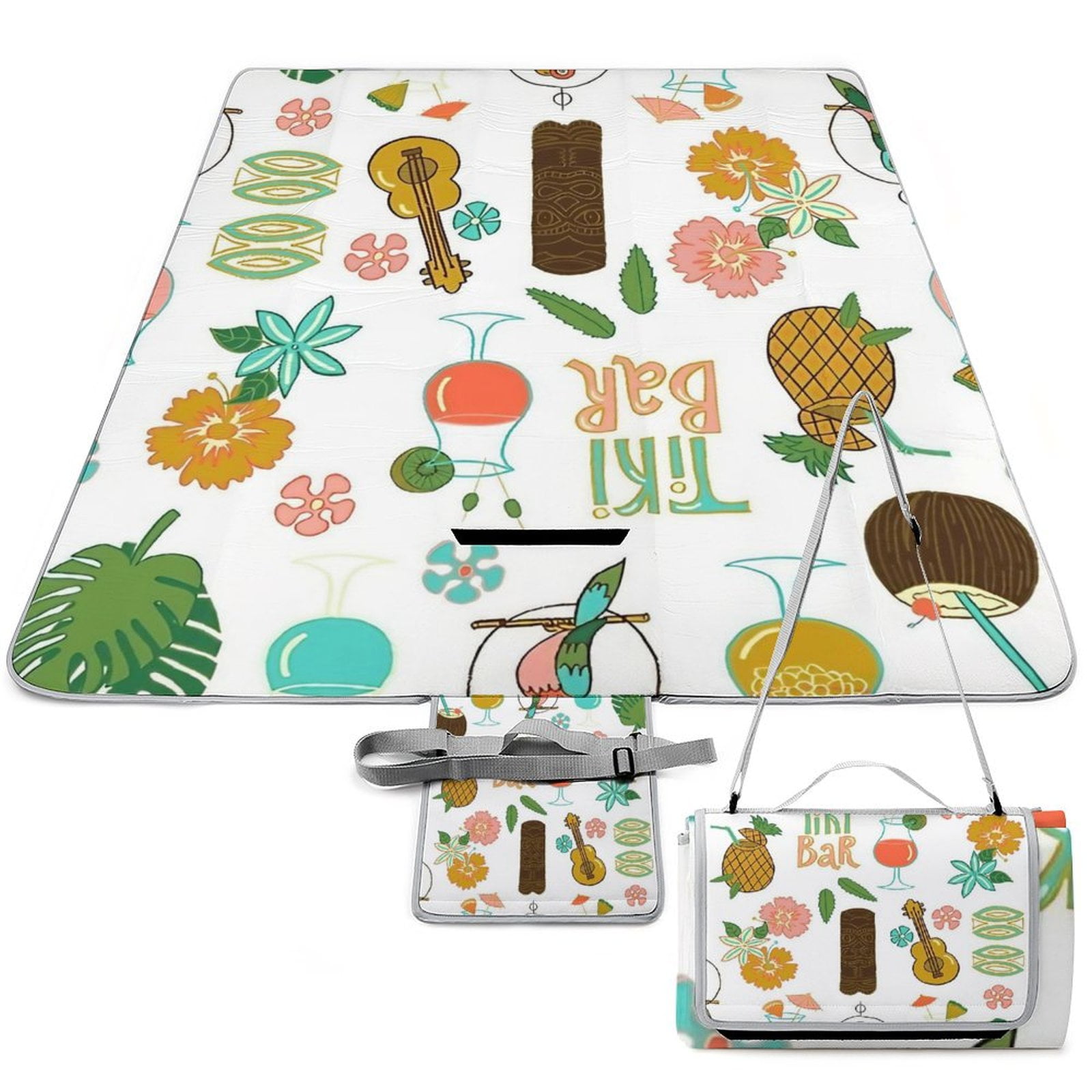 Tiki Bar Lounge Square Picnic Mat Waterproof Beach Mat Folding Mattress ...