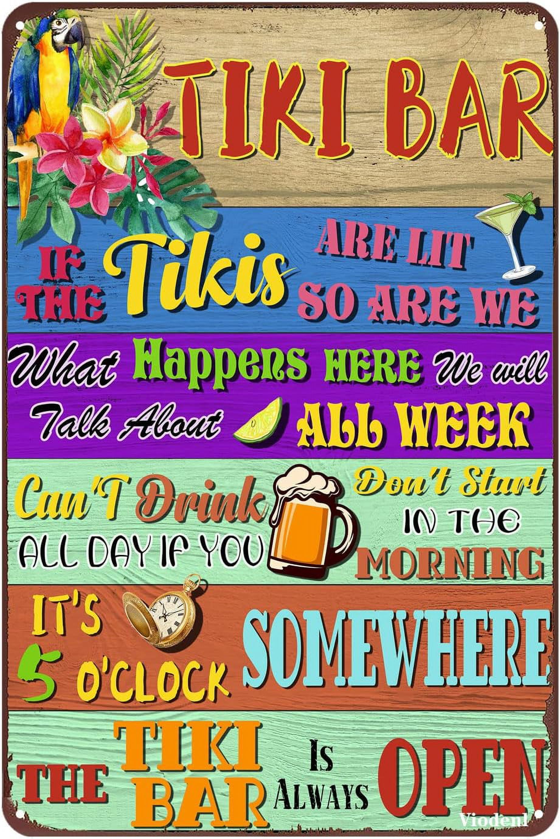 Tiki Bar Metal Sign for Outside Patio Decor for Tropical Birthday Party ...