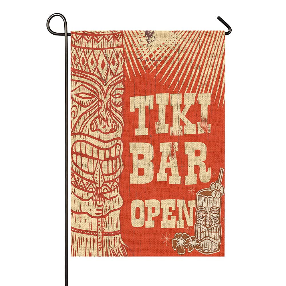 Tiki Bar Open Welcome Garden Flag Vintage Wooden Sign Yard Flags for ...