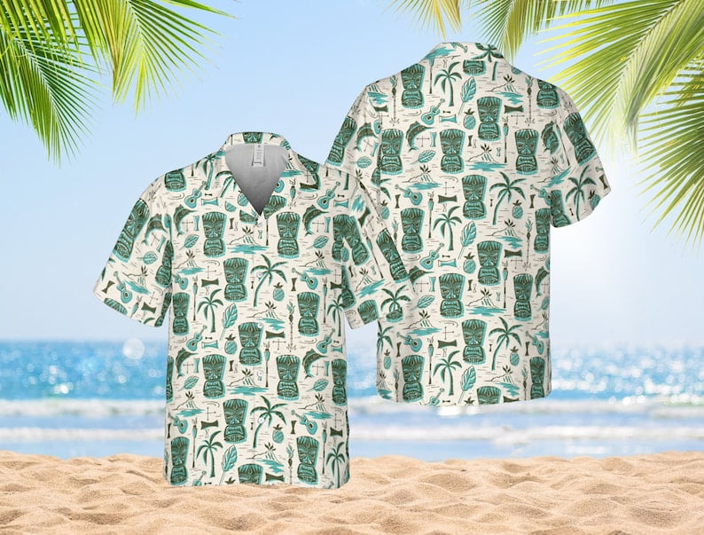 Tiki Bar Palm Tree Tropical Hawaiian Shirt, Summmer Hawaiian Shirt ...