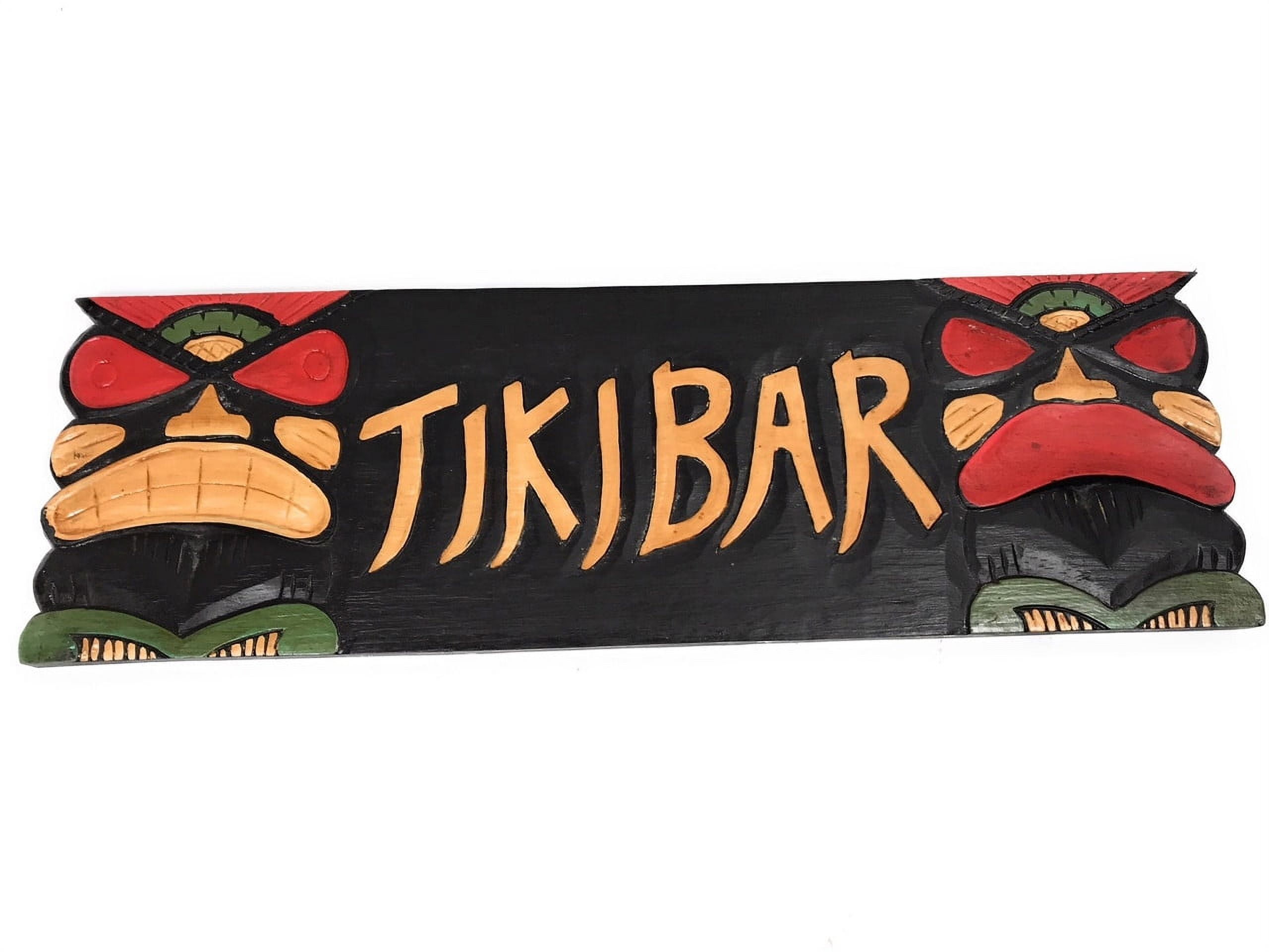 Tiki Bar Sign 24" - Hand Carved Tikis - Carved | #bds503760 - Walmart.com