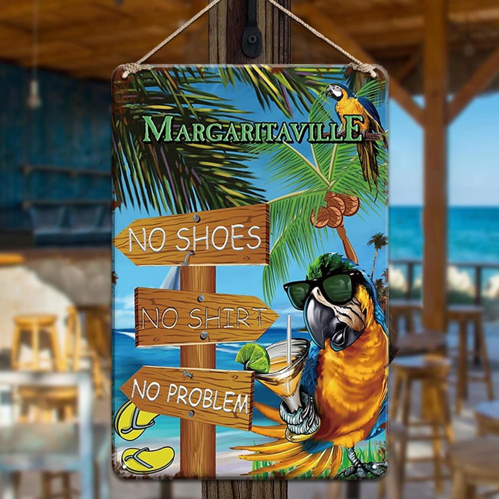 Tiki Bar Sign Parrot Decor, Patio Signs Tiki Bar Accessories Tiki Metal ...