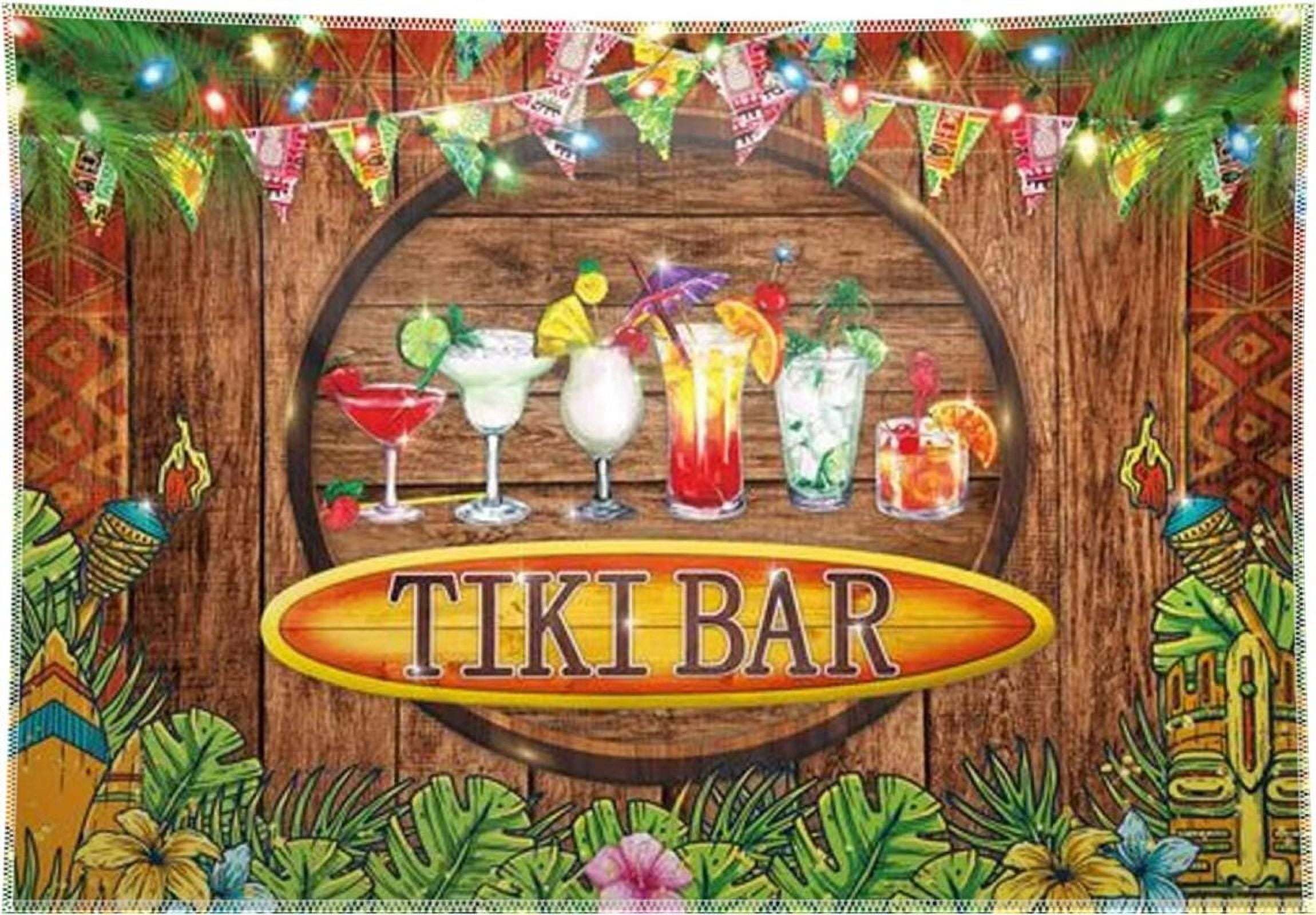 Tiki Bar Summer Tropical Hawaiian Custom Birthday Backdrop Background ...
