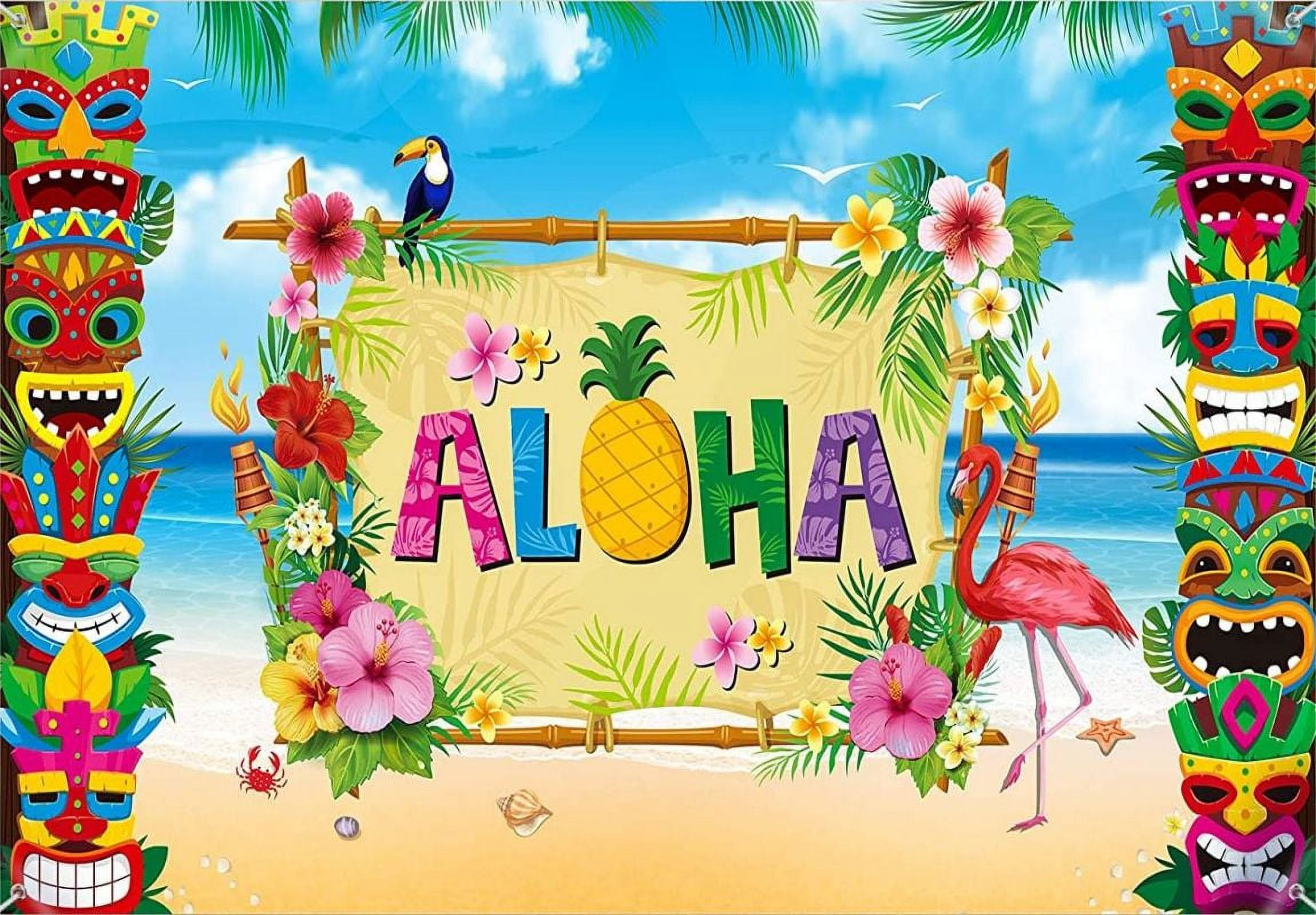 Tiki Bar Summer Tropical Hawaiian Custom Birthday Backdrop Background ...