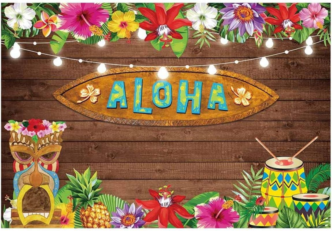 Tiki Bar Summer Tropical Hawaiian Custom Birthday Backdrop Background ...