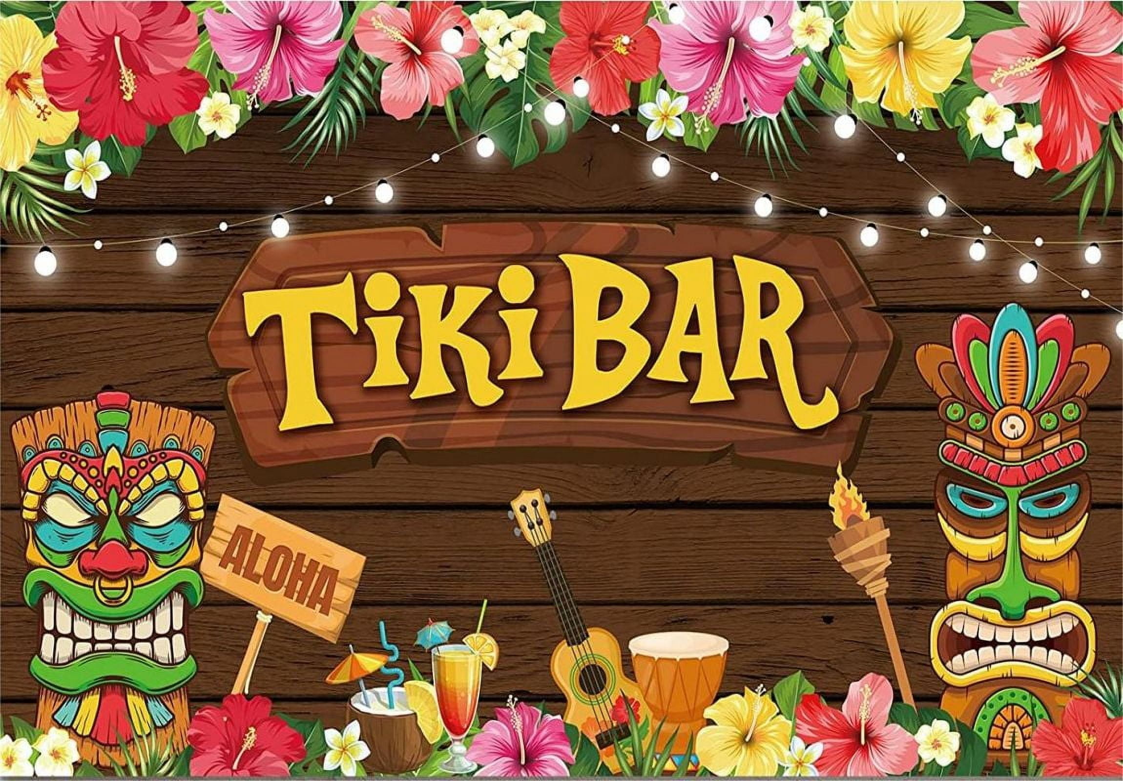 Tiki Bar Summer Tropical Hawaiian Custom Birthday Backdrop Background ...