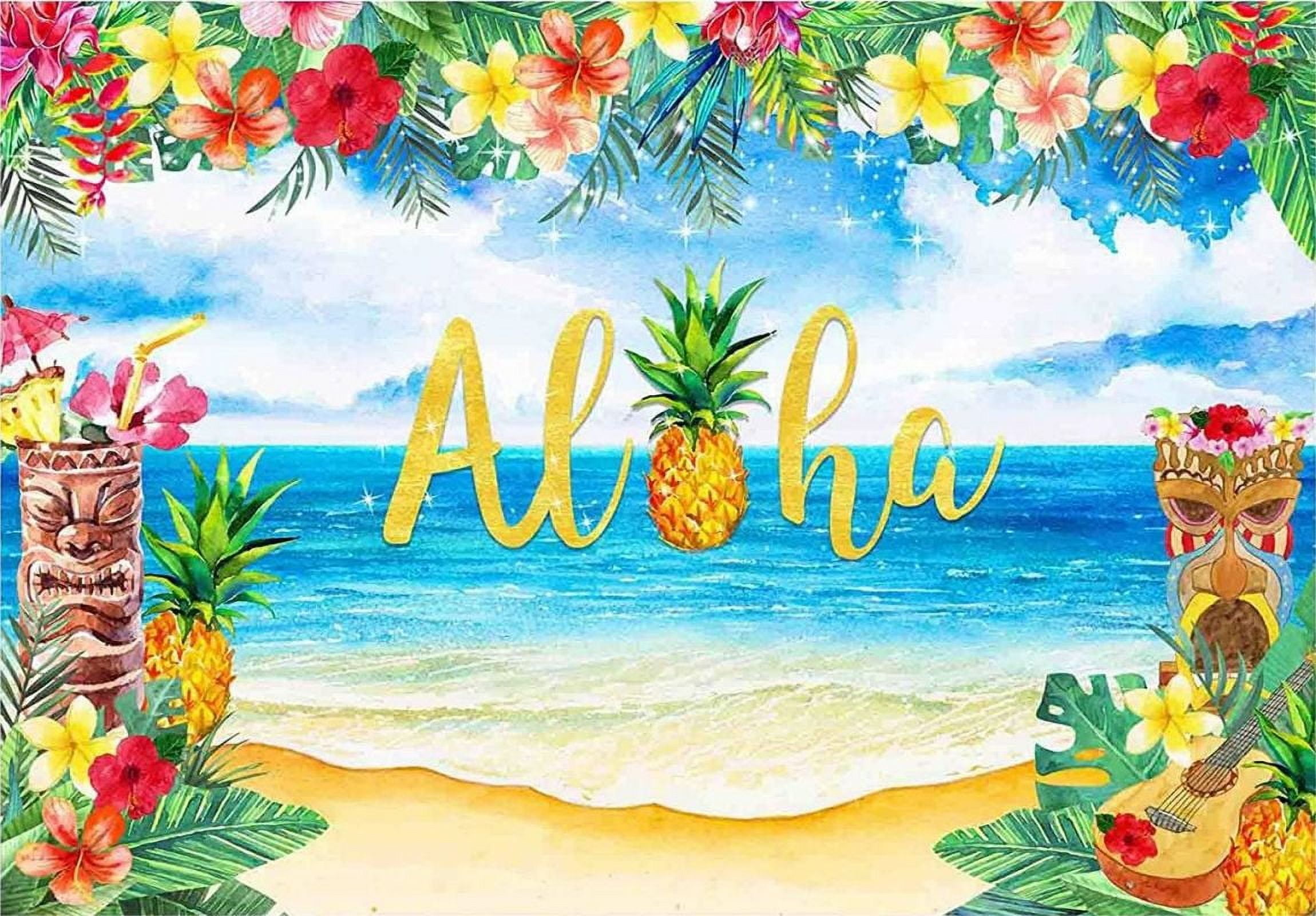 Tiki Bar Summer Tropical Hawaiian Custom Birthday Backdrop Background ...