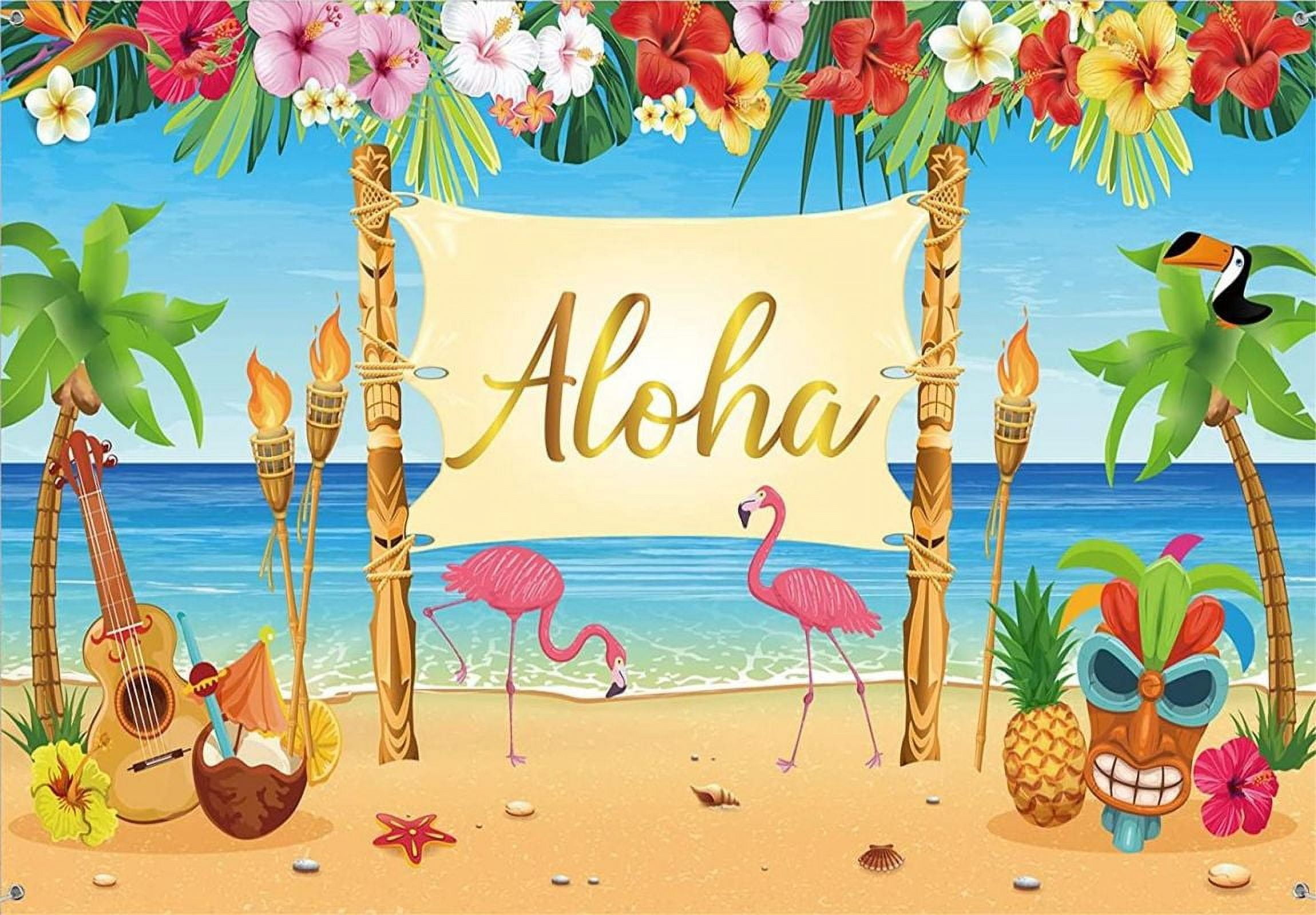 Tiki Bar Summer Tropical Hawaiian Custom Birthday Backdrop Background ...