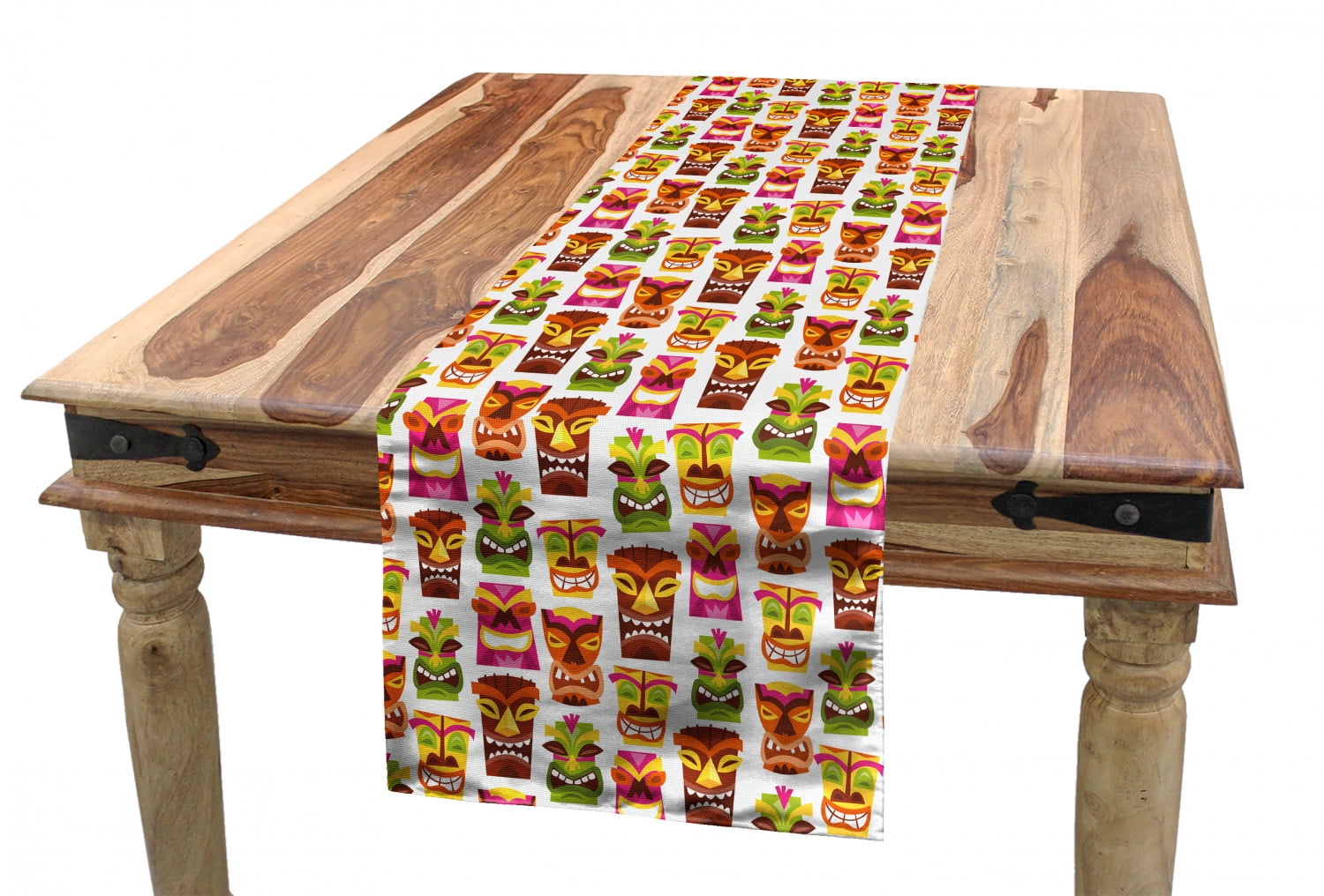 Tiki Bar Table Runner, Sixties Retro Inspired Hawaiian Party Happy Tiki ...