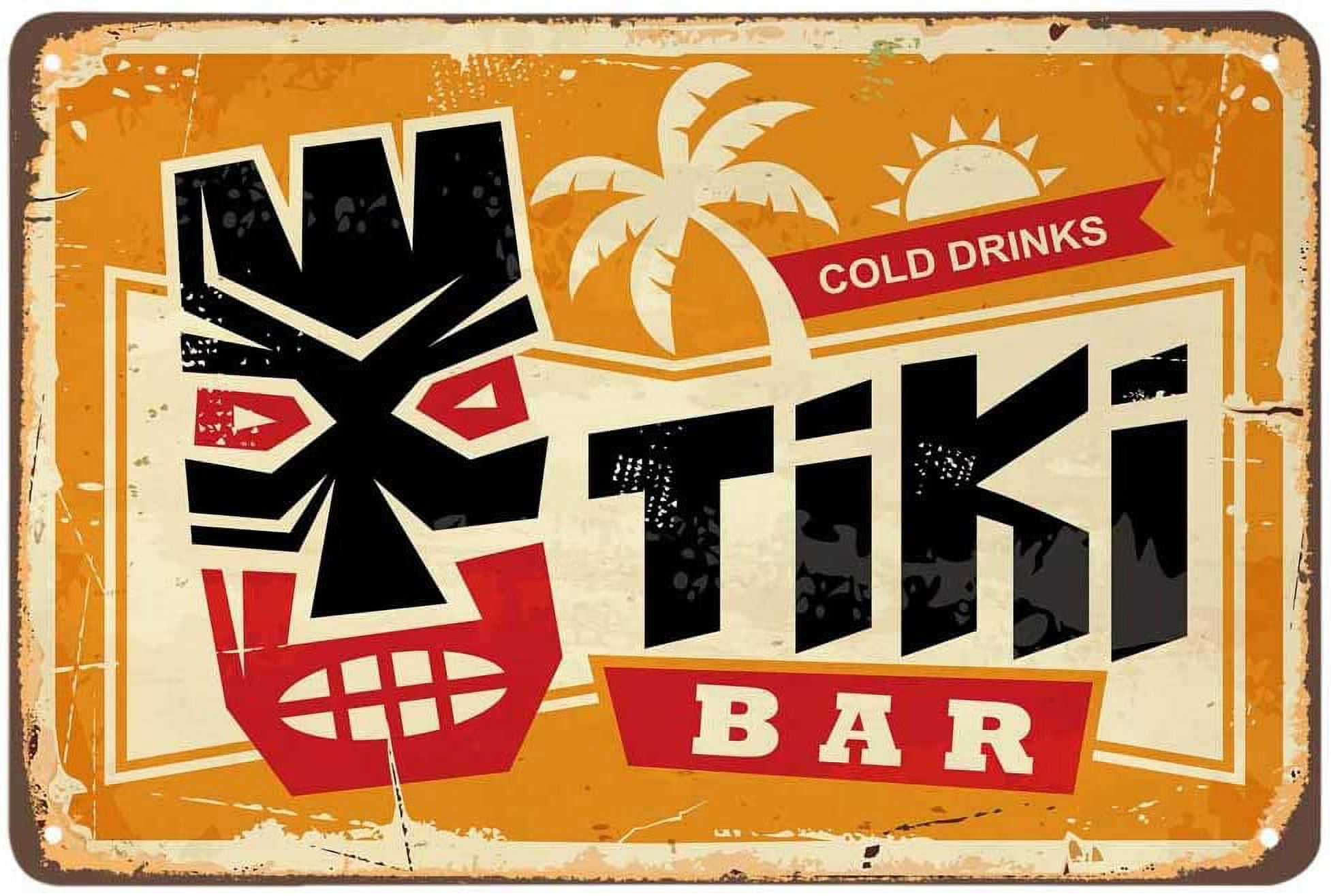 Tiki Bar Tin Sign,Cold Drinks Here Vintage Metal Tin Signs for Cafes ...