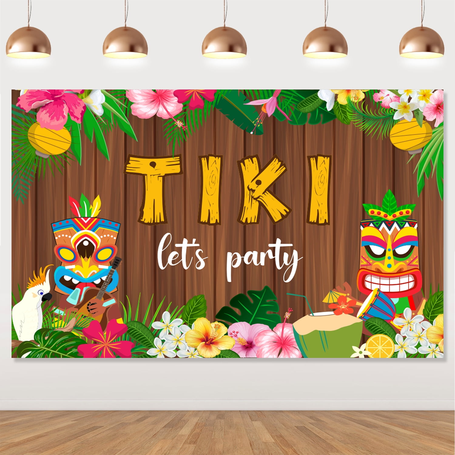 Cheereveal Tiki Birthday Party Decorations Kits with Tiki Backdrop ...