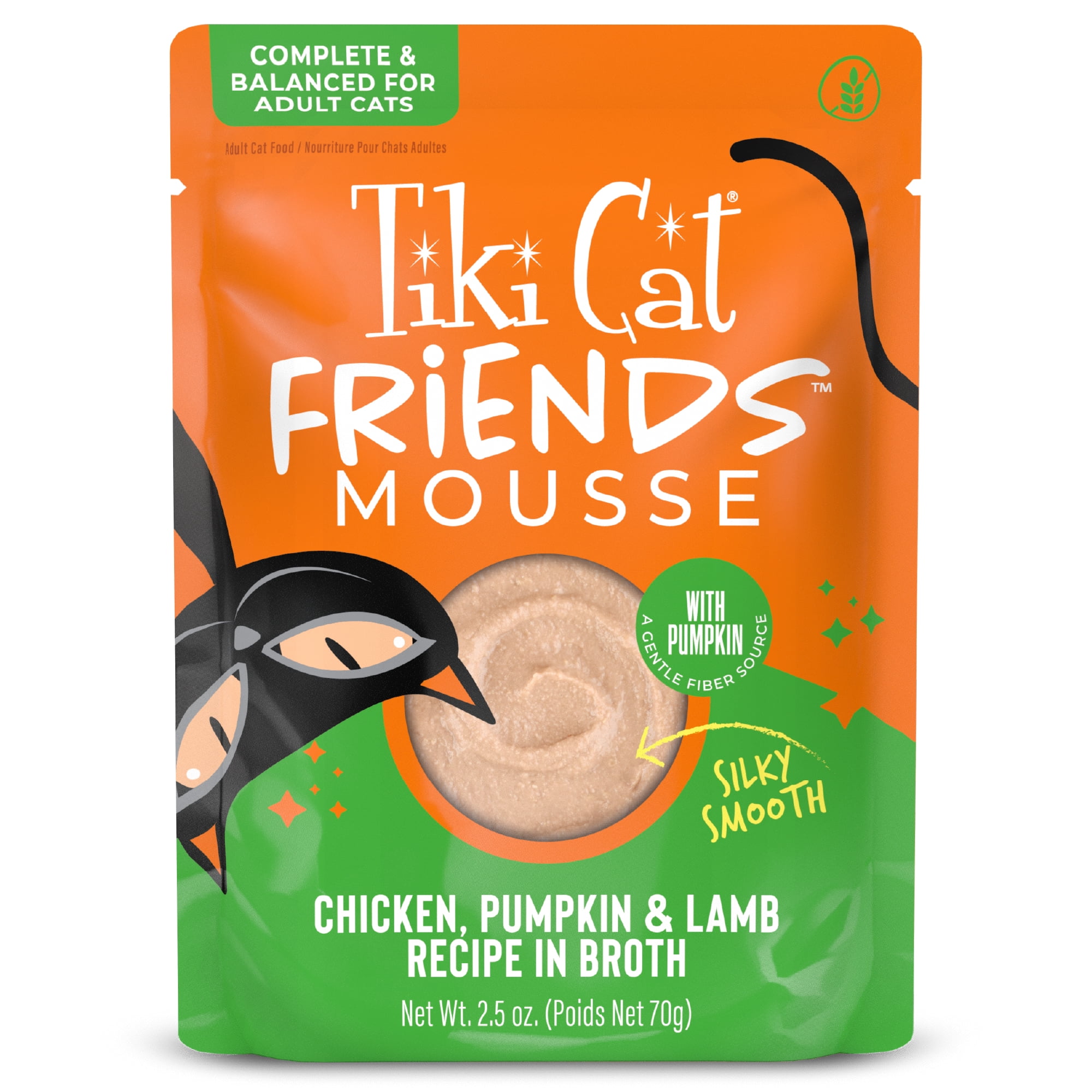 Tiki Cat Friends Mousse Chicken, Pumpkin & Lamb Recipe in Broth, 2.5 oz ...