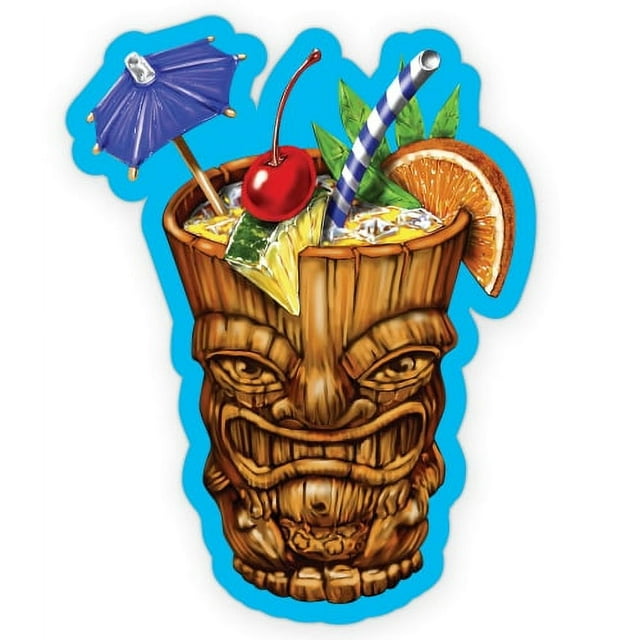 Tiki Drink - 3" Vinyl Sticker - For Car Laptop I-Pad Phone Helmet Hard ...