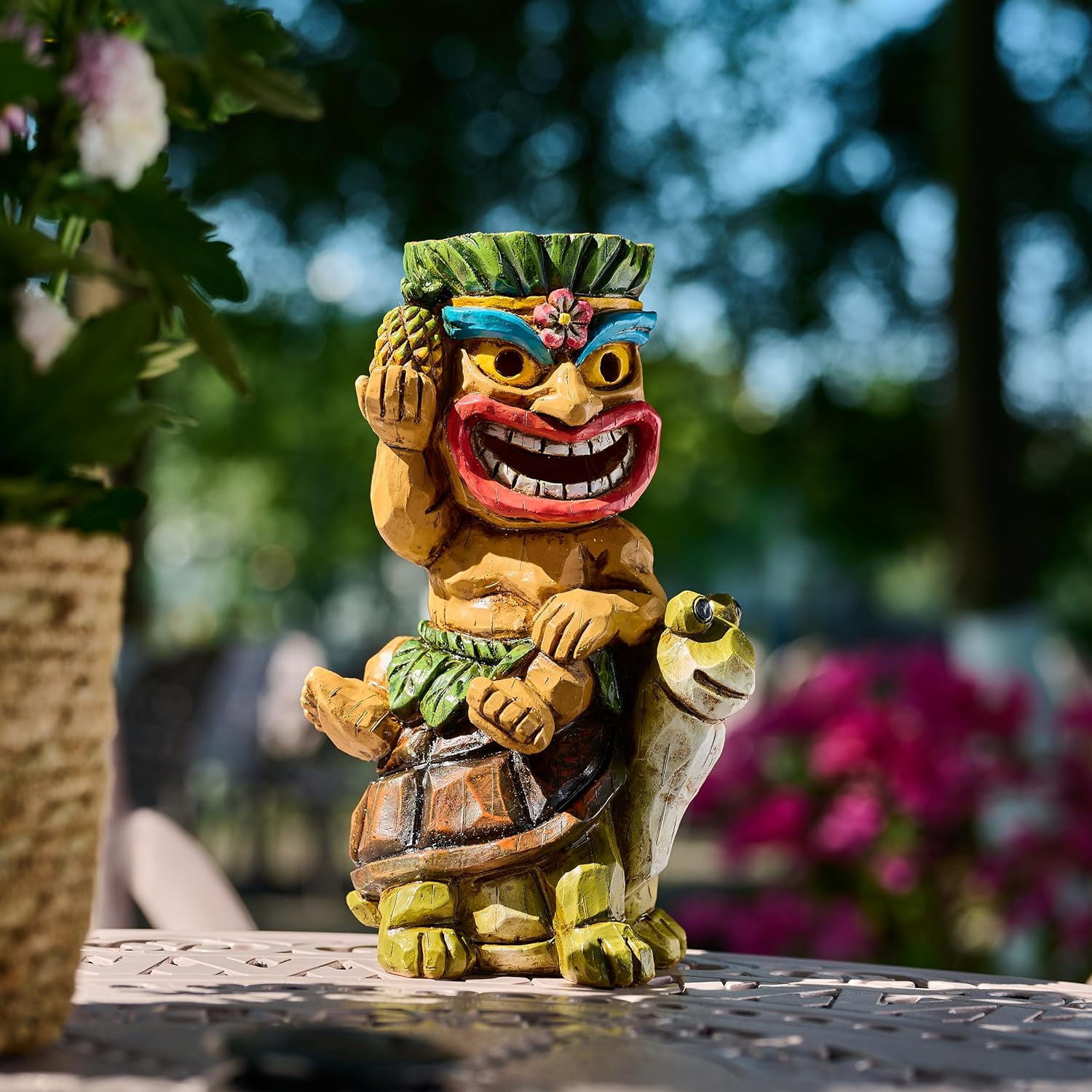 Tiki Garden Statues for Outdoor Decor, Tiki & Turtle Decor with Solar ...